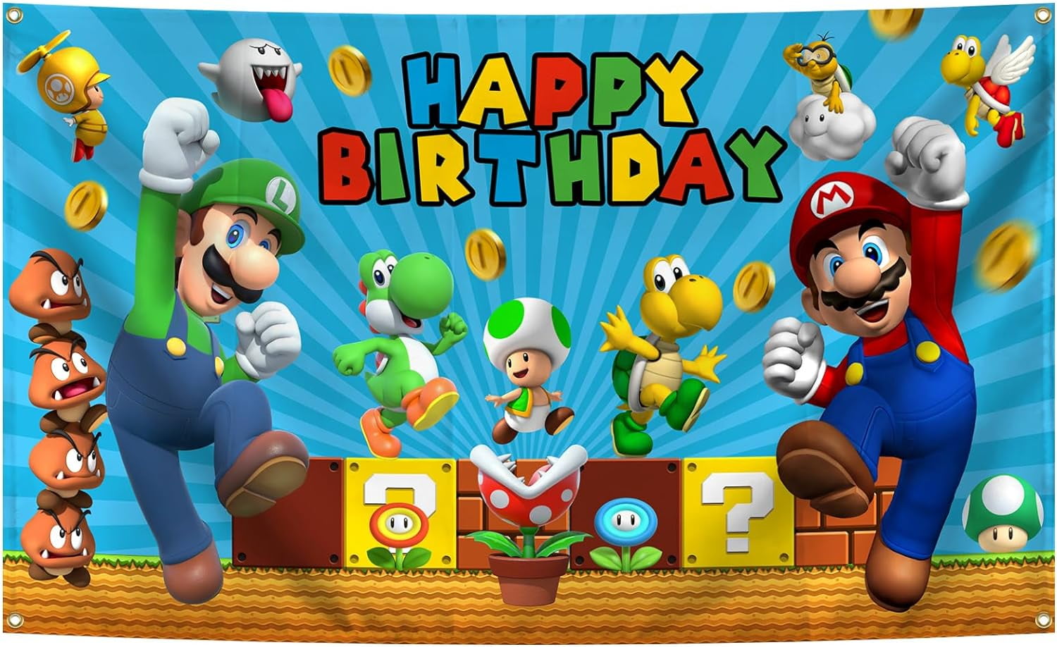 Mario Children's Birthday Decoration Banners, Party Supplies Decoration ...