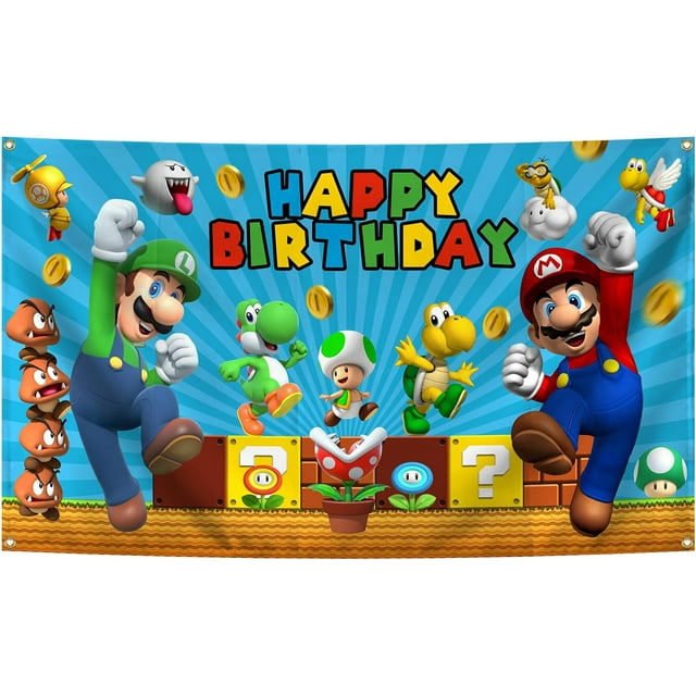 Mario Children's Birthday Decoration Banners, Party Supplies Decoration ...