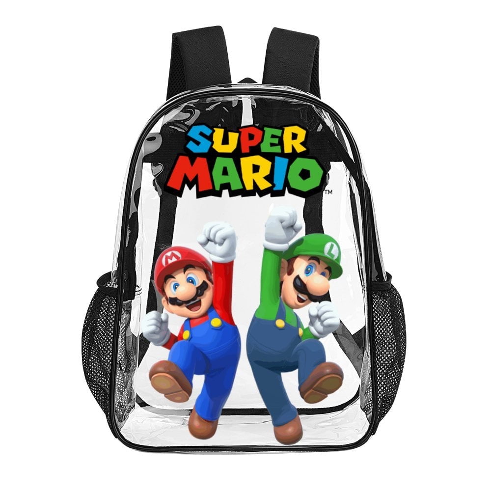 Mario Clear Backpack Heavy Duty See Through Bookbag Transparent Bag for ...