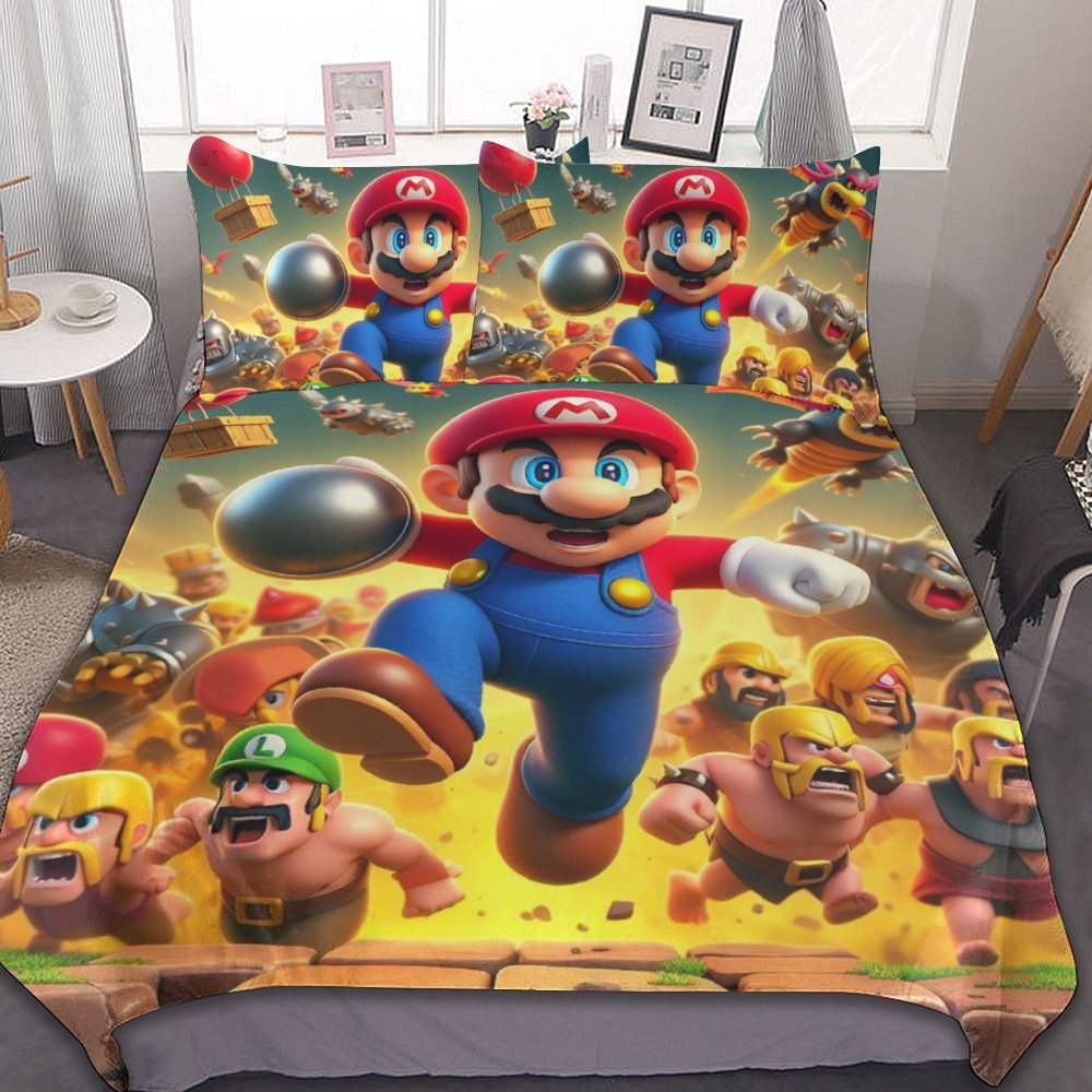 Mario Duvet Cover Set 3-Piece Bedding Set Soft Warm And Comfortable ...