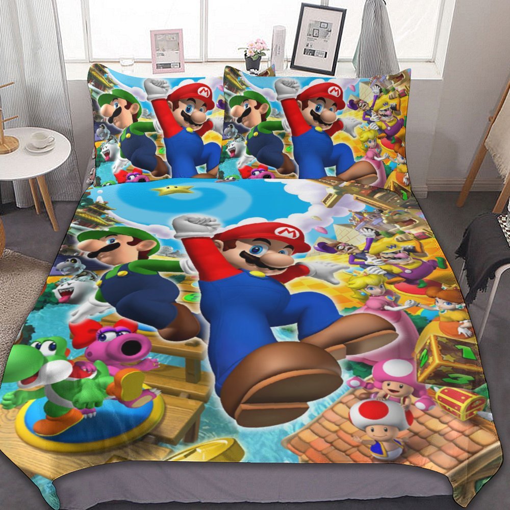 Mario Duvet Cover Set 3-Piece Bedding Set Soft Warm And Comfortable ...