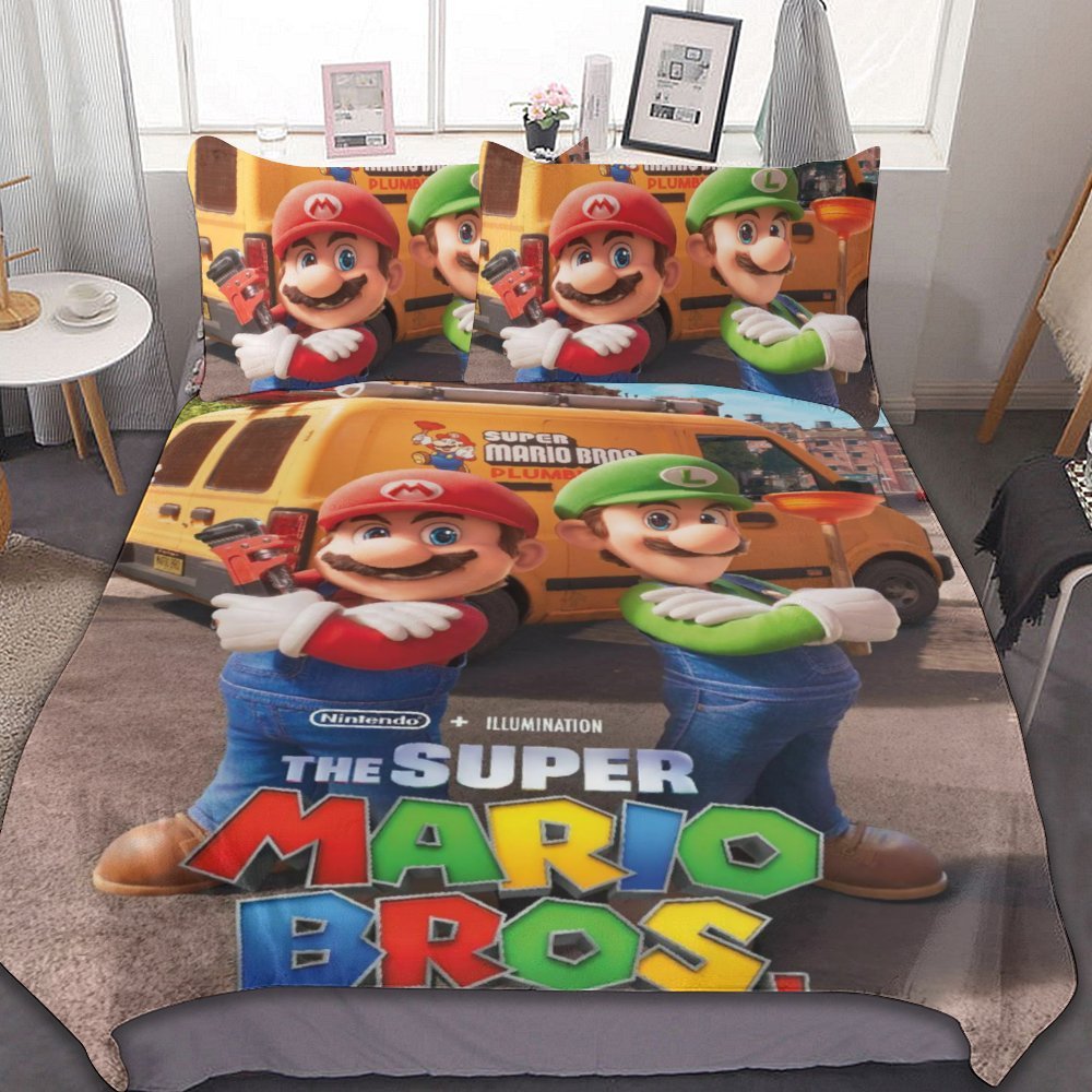 Mario Duvet Cover Set 3-Piece Bedding Set Soft Warm And Comfortable ...