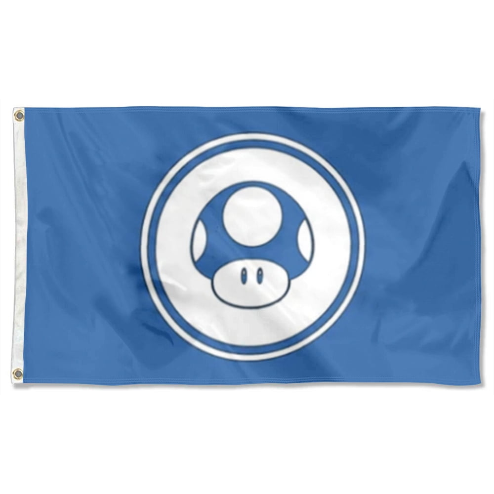 Mario Face Mushroom flags Blue Banner Home Yard Garden Decor 3x5Ft ...