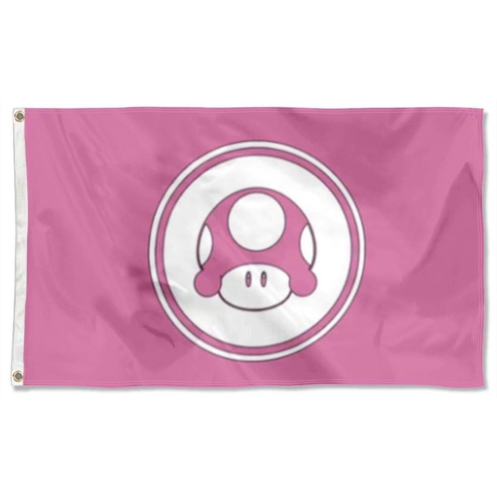 Mario Face Mushroom flags Pink Banner Home Yard Garden Decor 3x5Ft ...