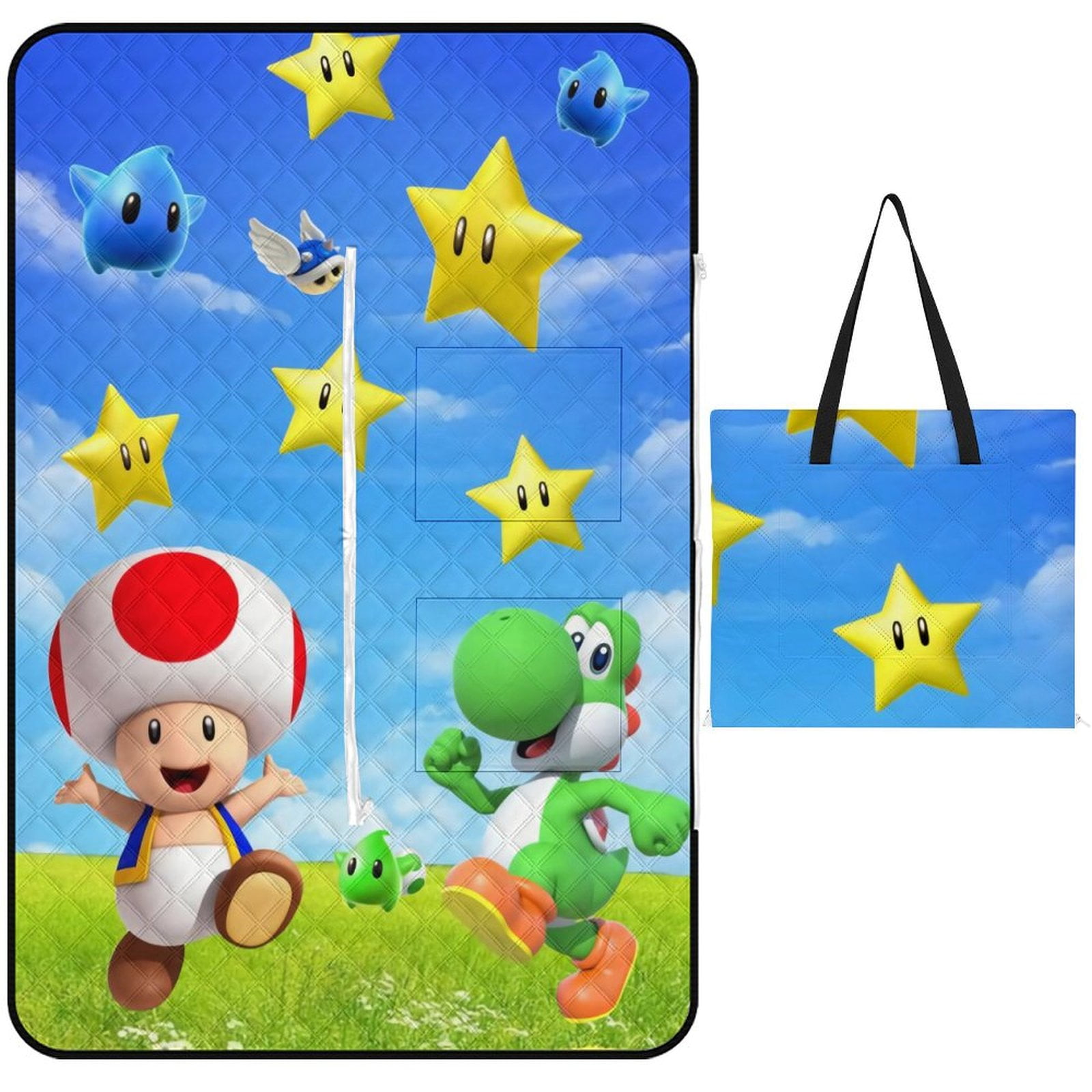 Mario Friends Chinobio Yoshi Picnic Blankets,59x39 Waterproof Picnic ...