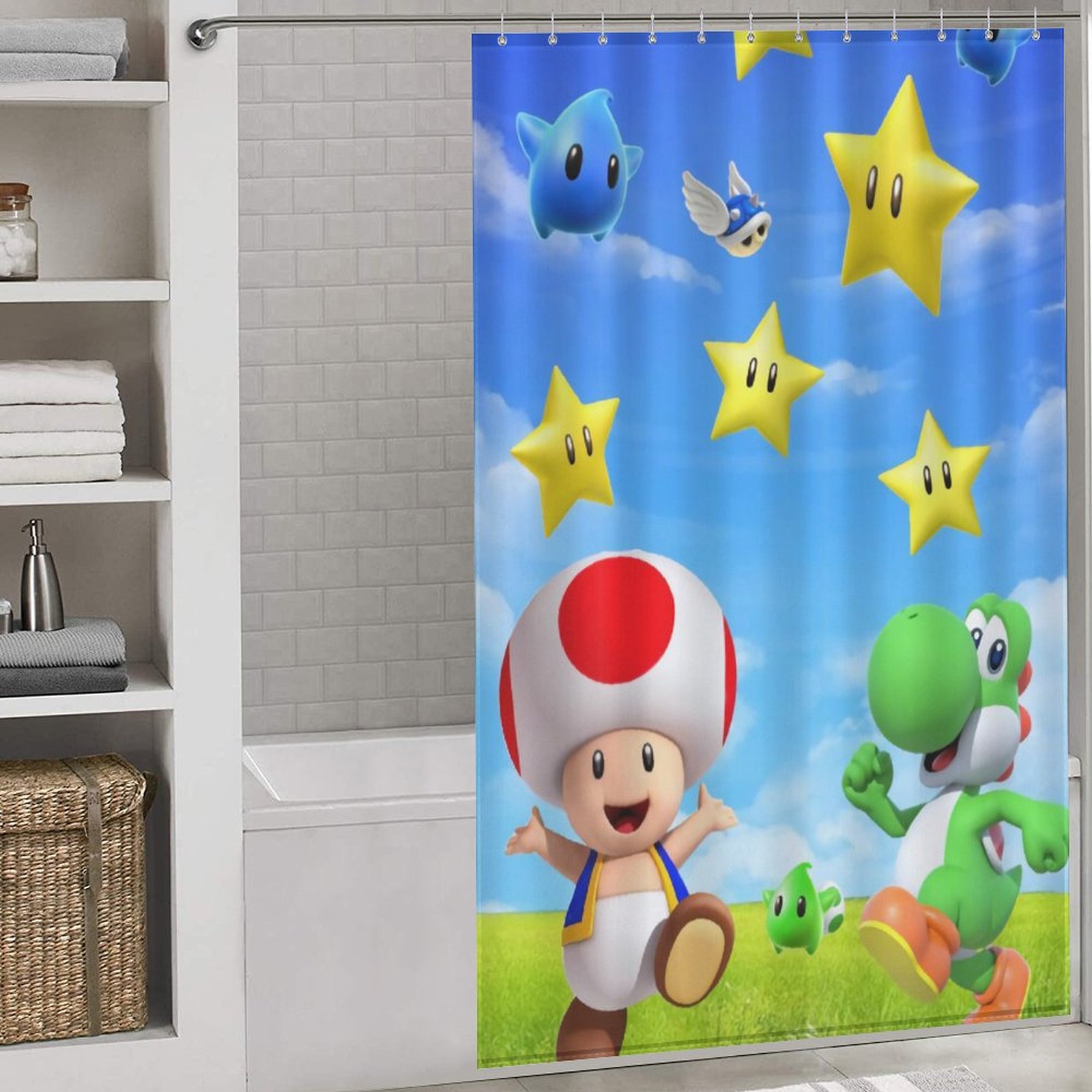 Mario Friends Chinobio Yoshi Shower Curtains for Bathroom,Shower ...