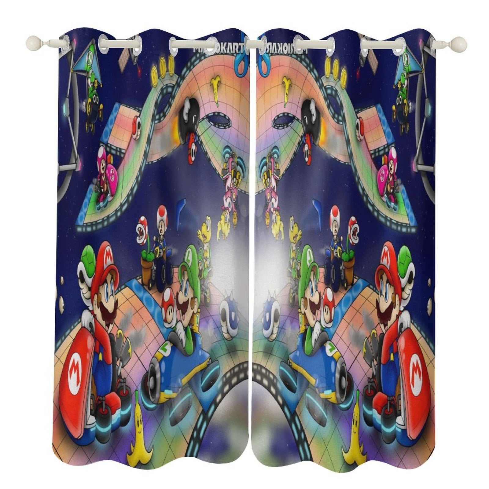 Mario & Friends Kart Tour Curtains for Kids,Cartoon BlackOut Curtain ...