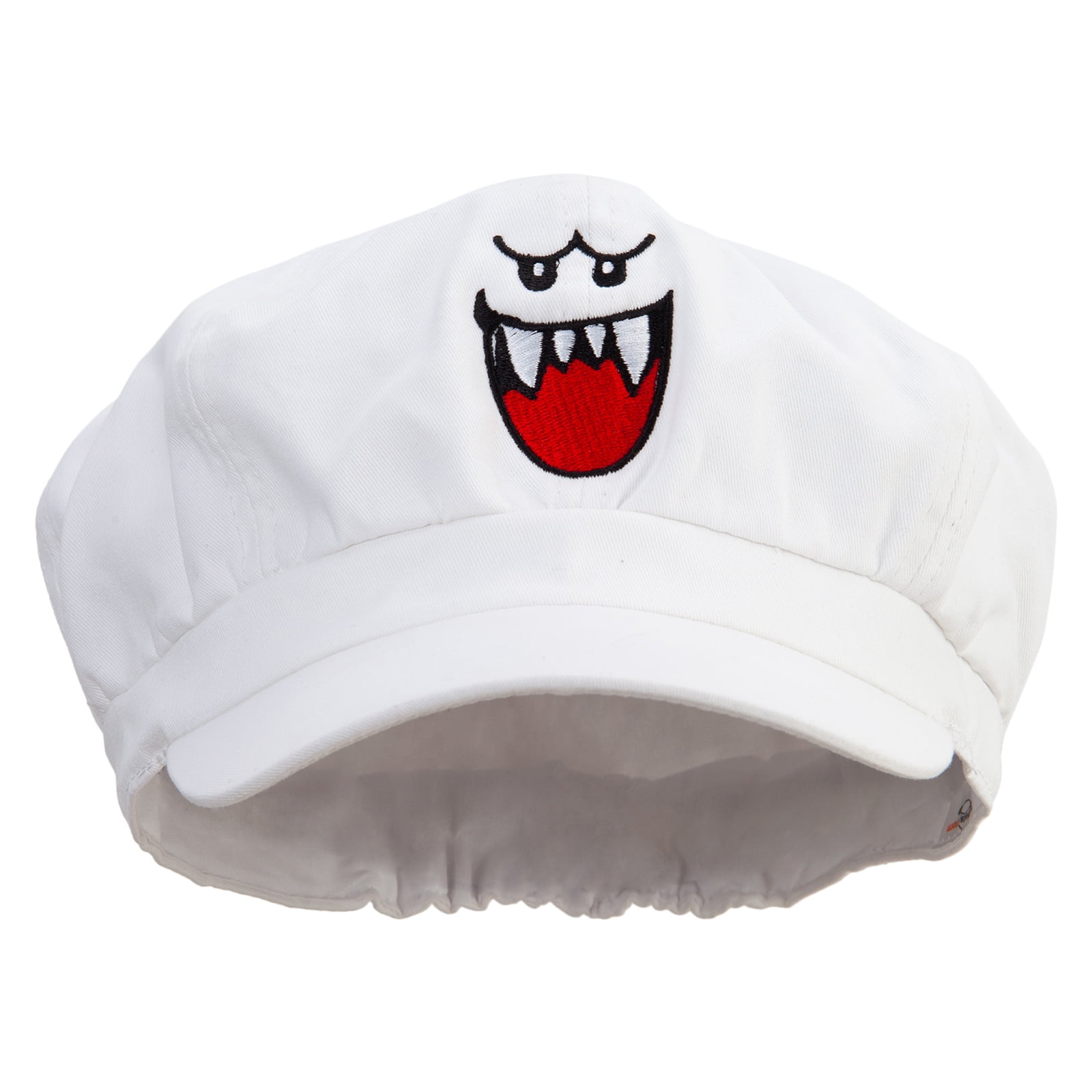 Mario Ghost Face Embroidered Cotton Elastic Newsboy Cap - White OSFM ...