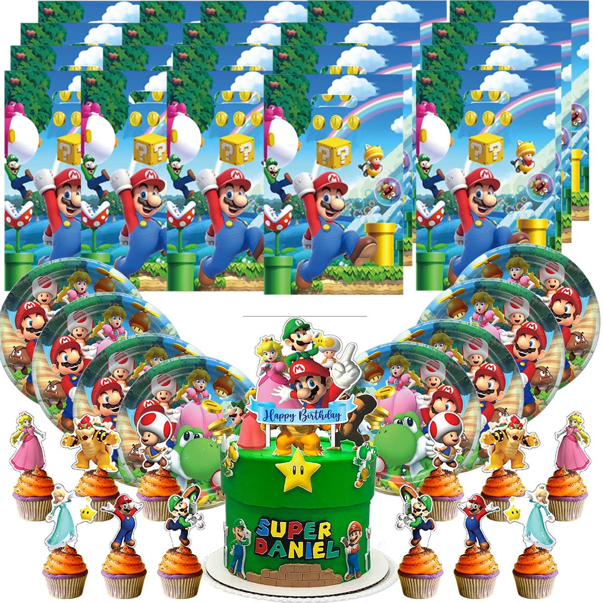 Mario Gift Bags Plates Candy Treat Birthday Party Supplies Decorations ...