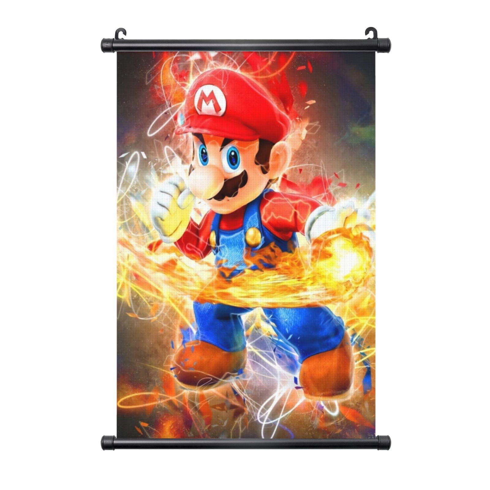 Mario Hanging Poster, Black Plastic Shaft Wall Hanging Posters Scroll ...