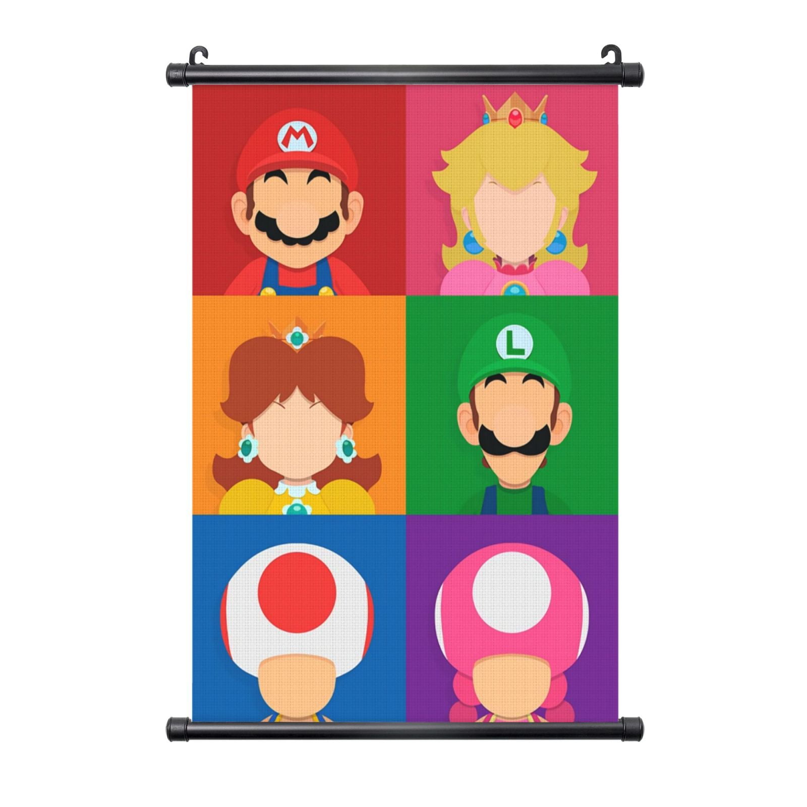 Mario Hanging Poster, Black Plastic Shaft Wall Hanging Posters Scroll ...
