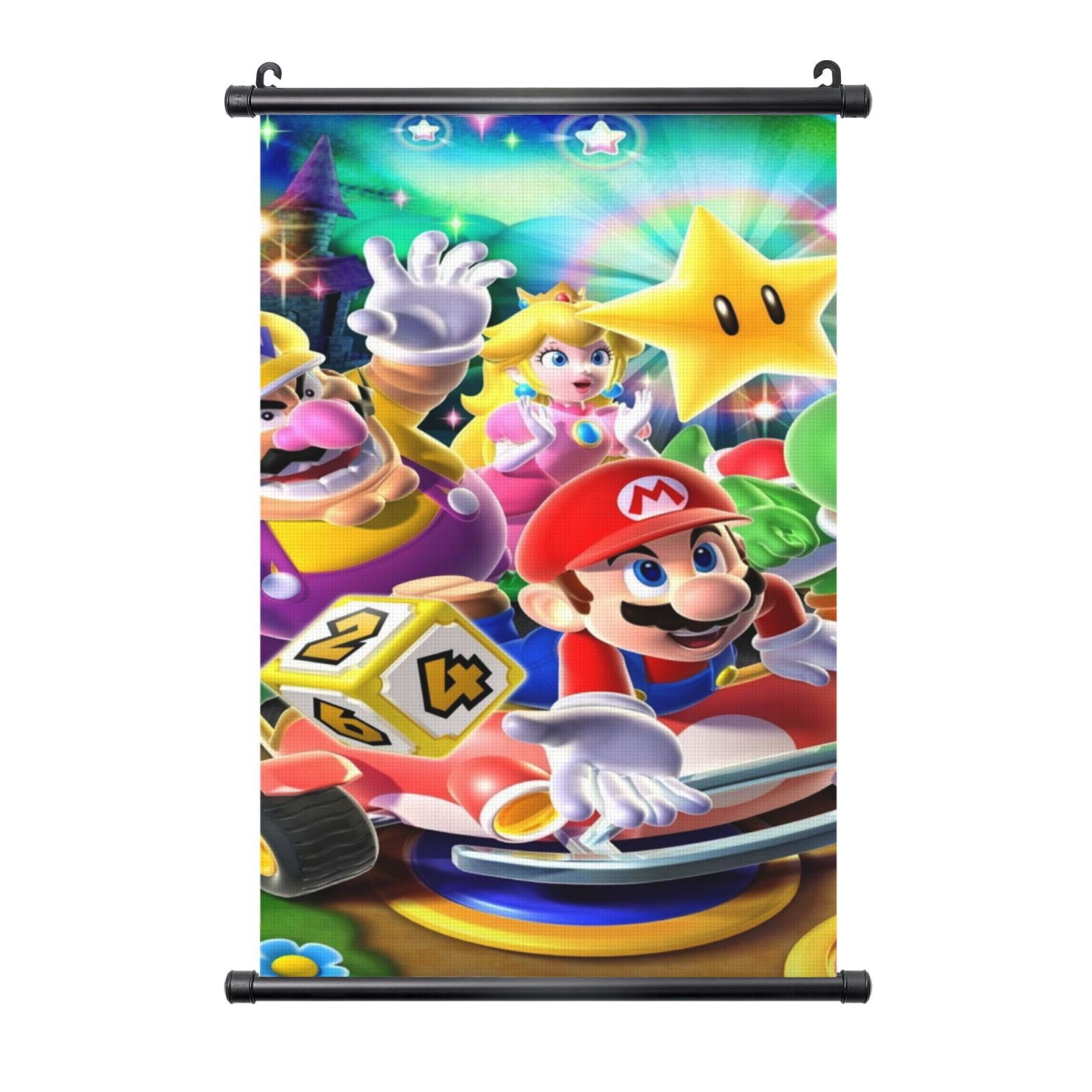 Mario Hanging Poster, Black Plastic Shaft Wall Hanging Posters Scroll ...