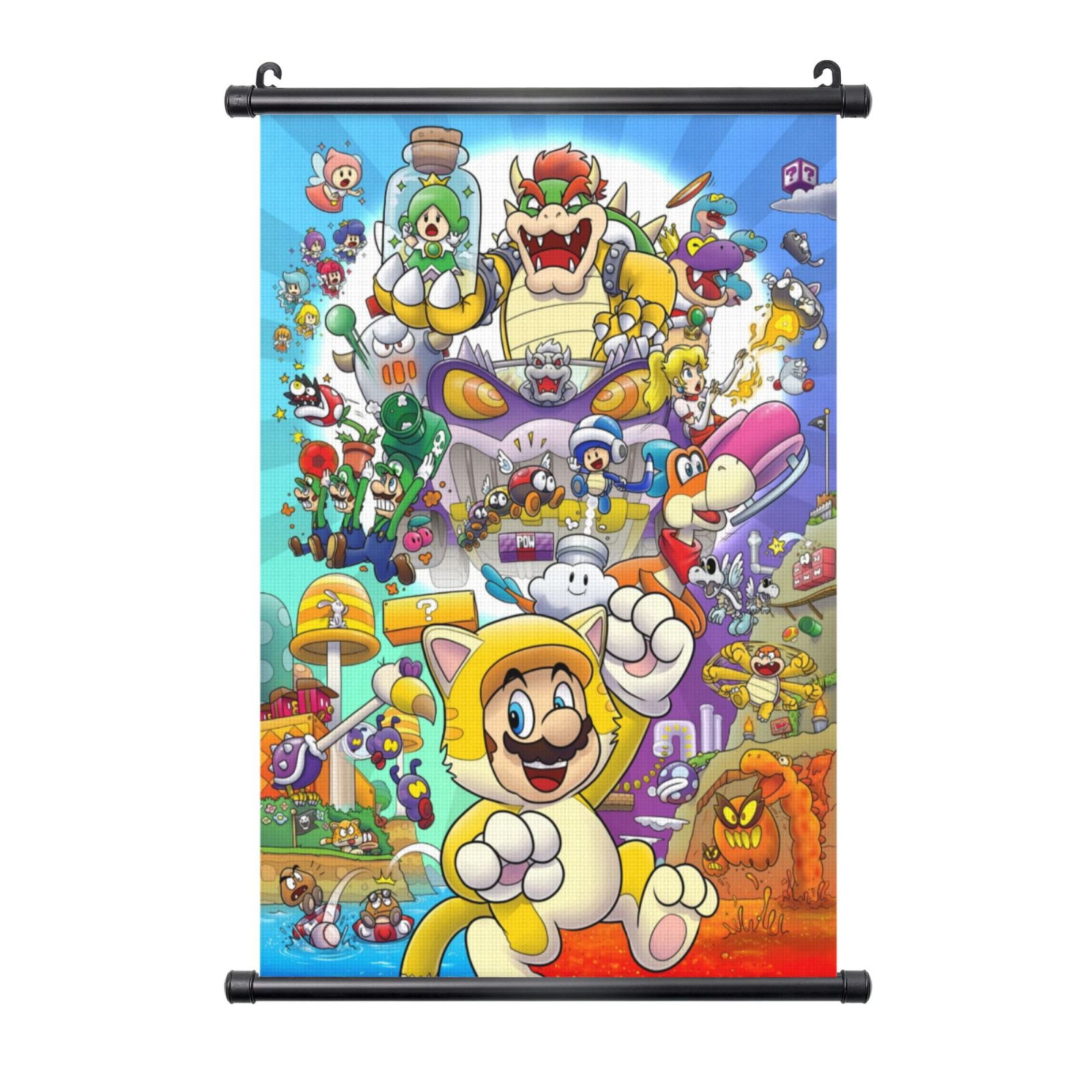 Mario Hanging Poster, Black Plastic Shaft Wall Hanging Posters Scroll ...
