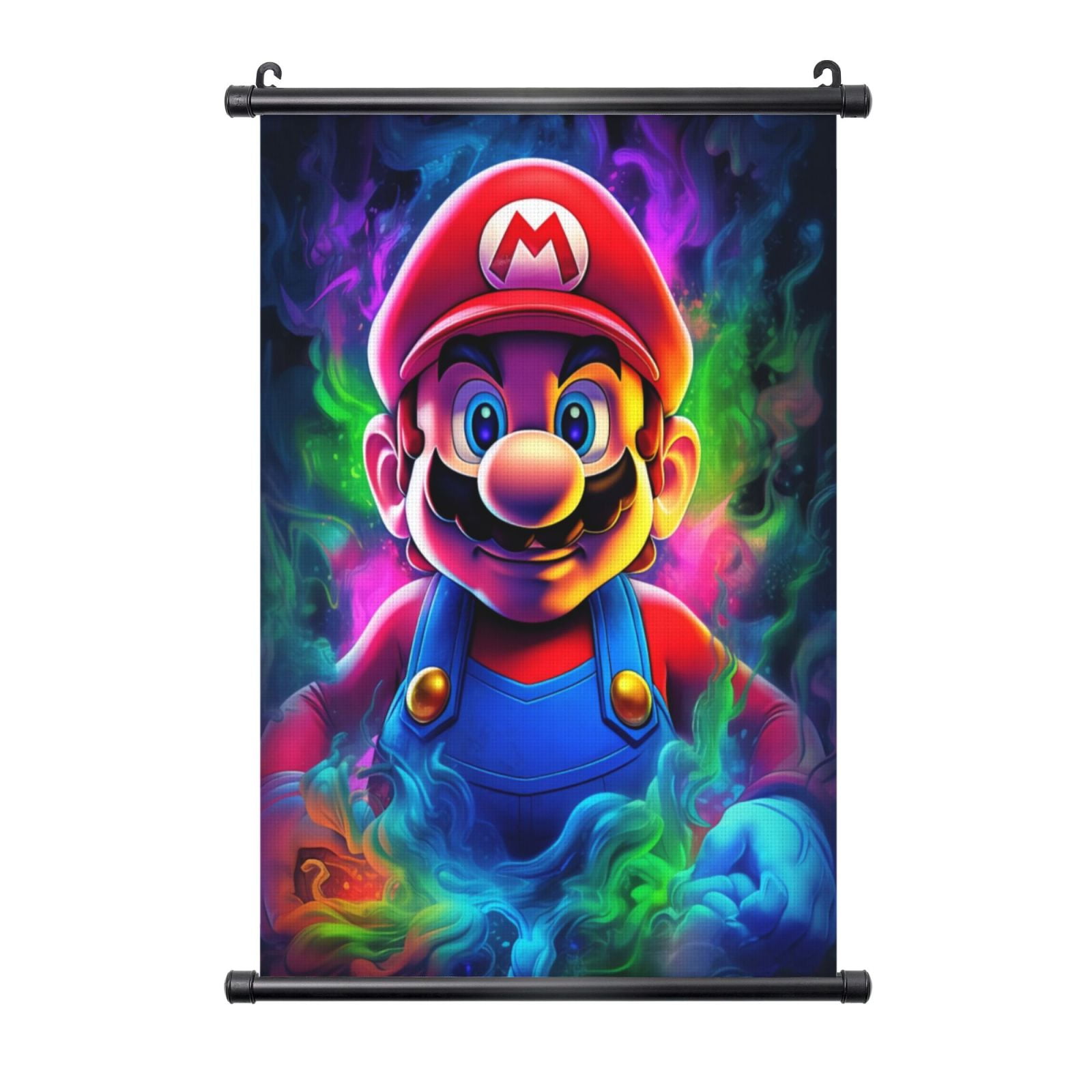 Mario Hanging Poster, Black Plastic Shaft Wall Hanging Posters Scroll ...