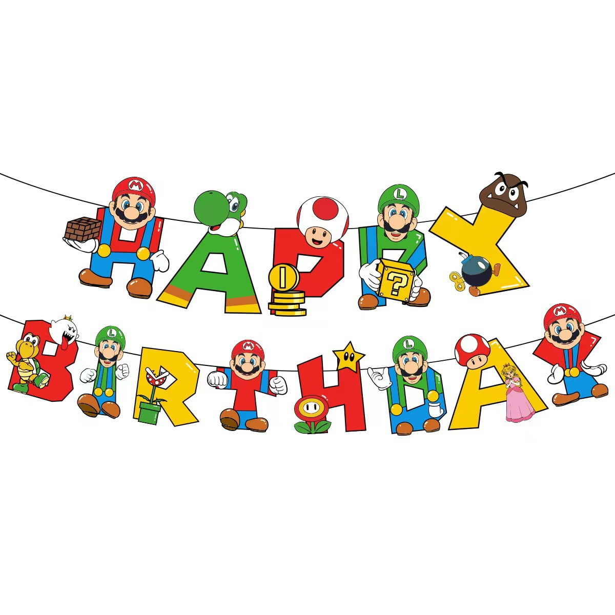 Mario Happy Birthday Banner Birthday Party Decorations Party Banner ...