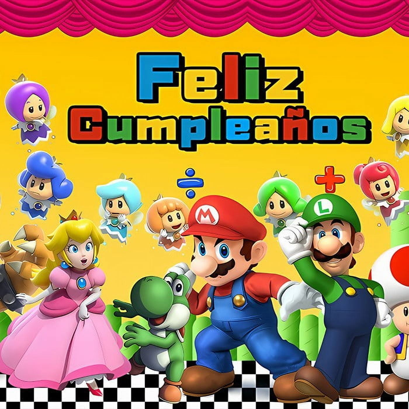 Mario Happy Birthday Party Backdrop, Baby Shower Cake Table Decoration ...