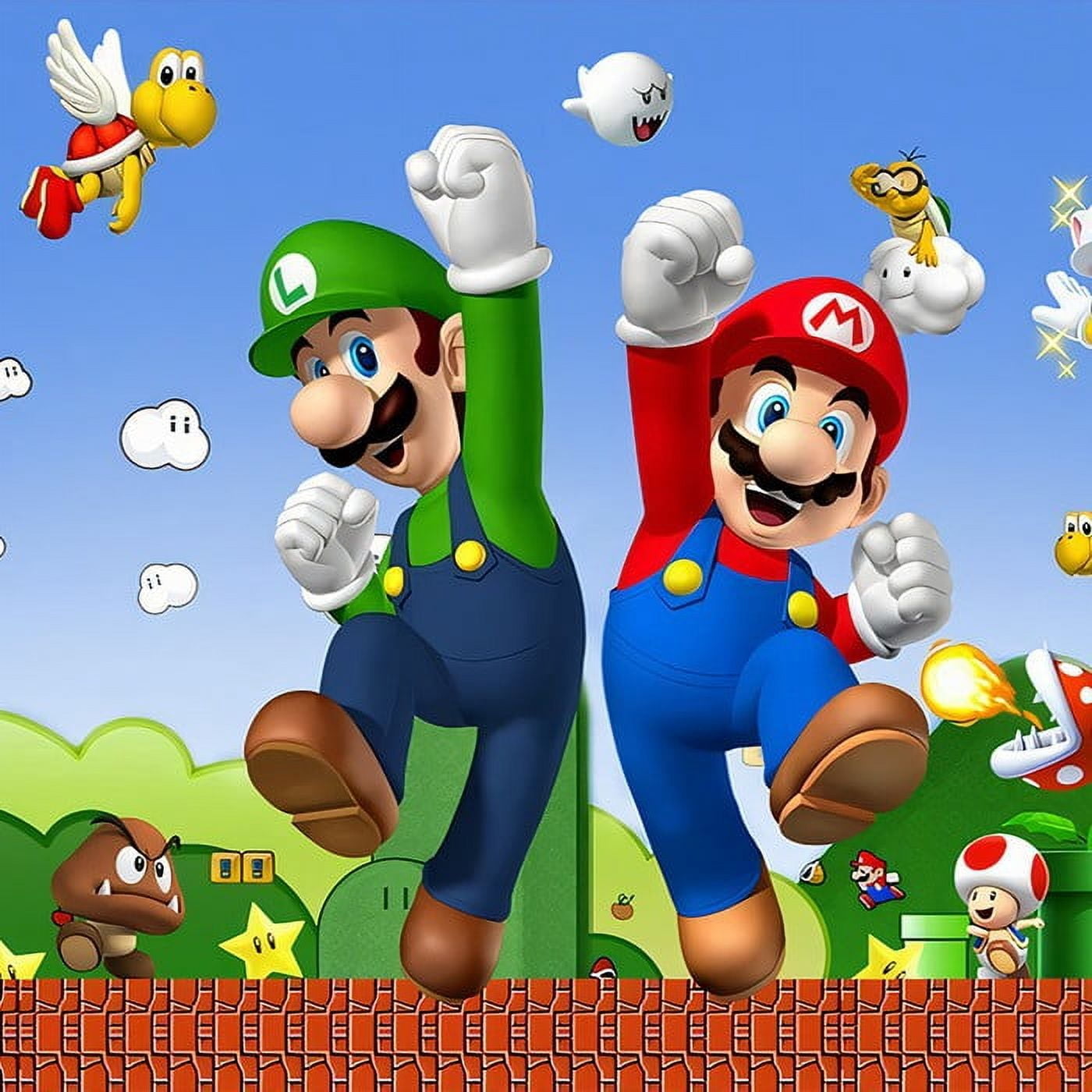 Mario Happy Birthday Party Backdrop, Baby Shower Cake Table Decoration ...
