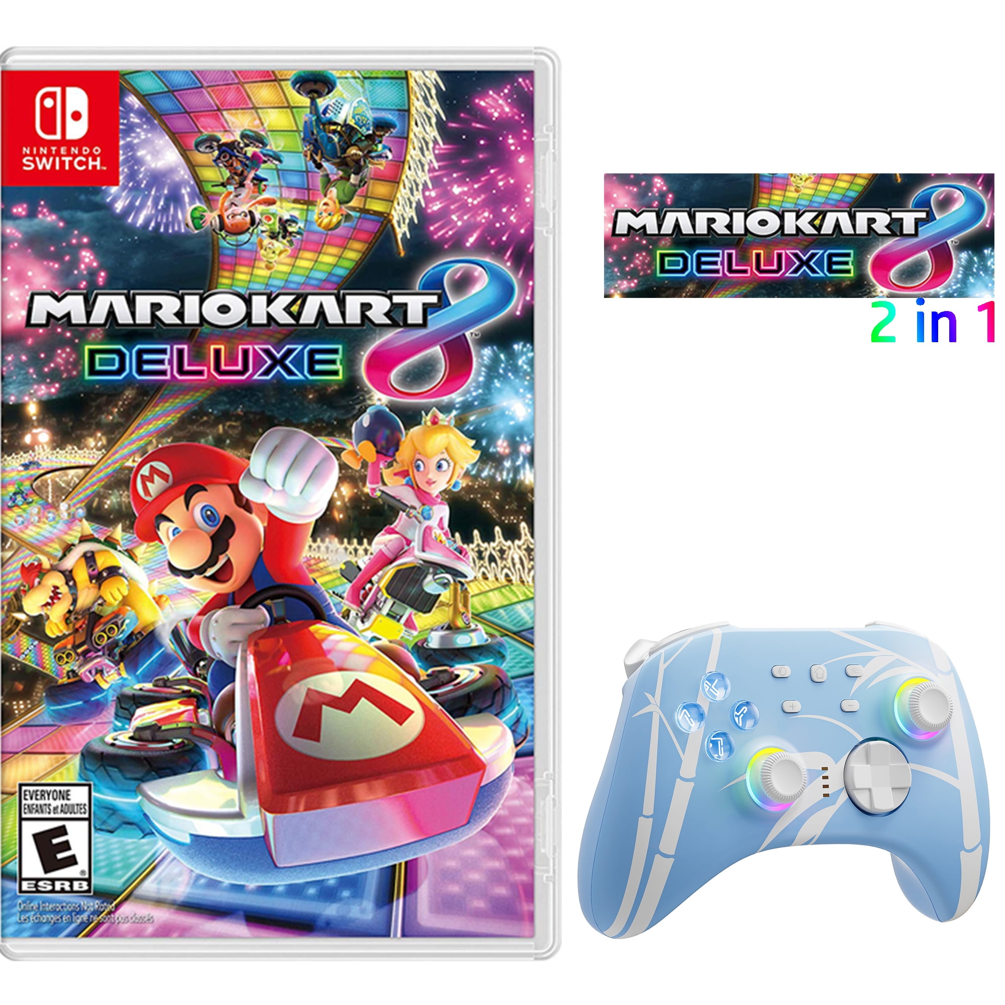 Mario Kart 8 Deluxe Game Disc and Upgraded Switch Pro Controller for ...