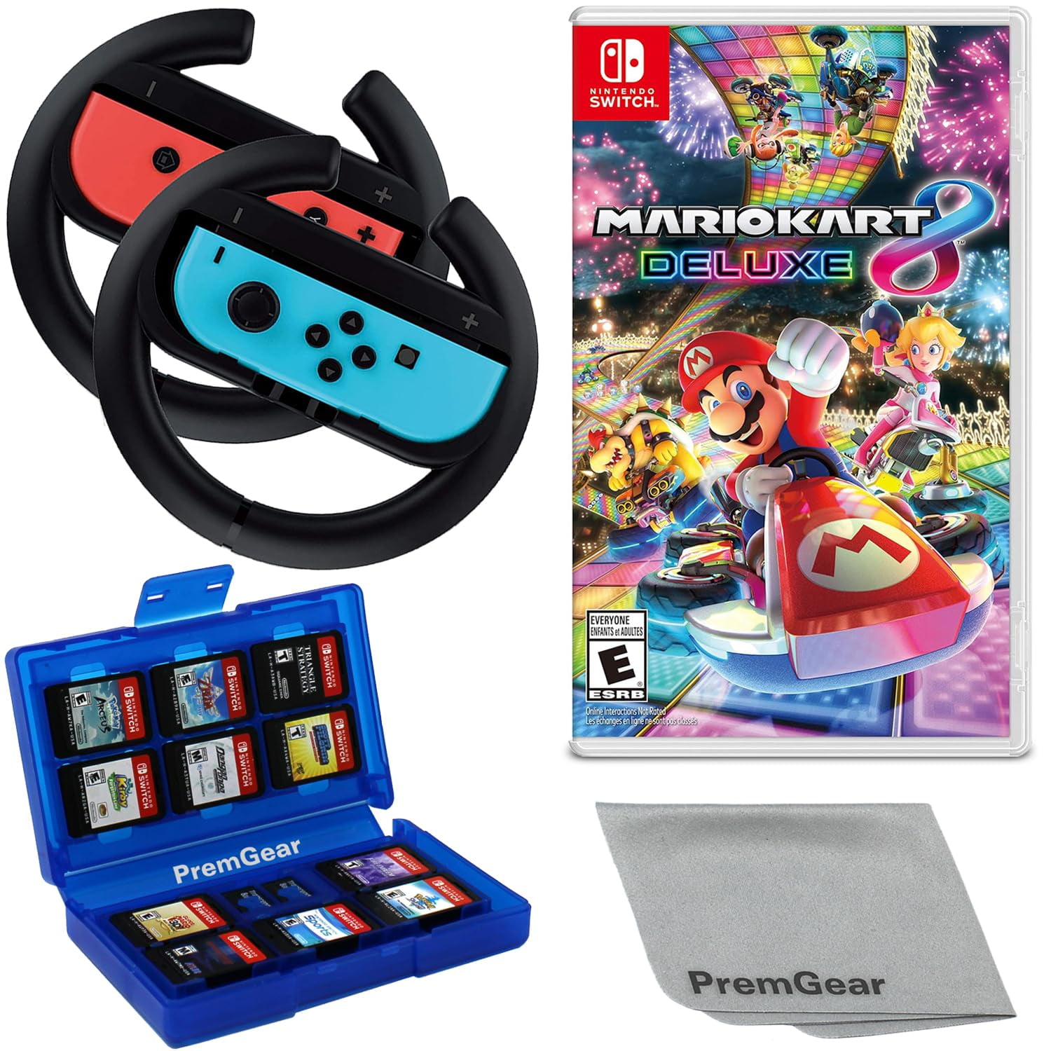 Mario Kart 8 Deluxe for Nintendo Switch, with PremGear Racing Steering ...
