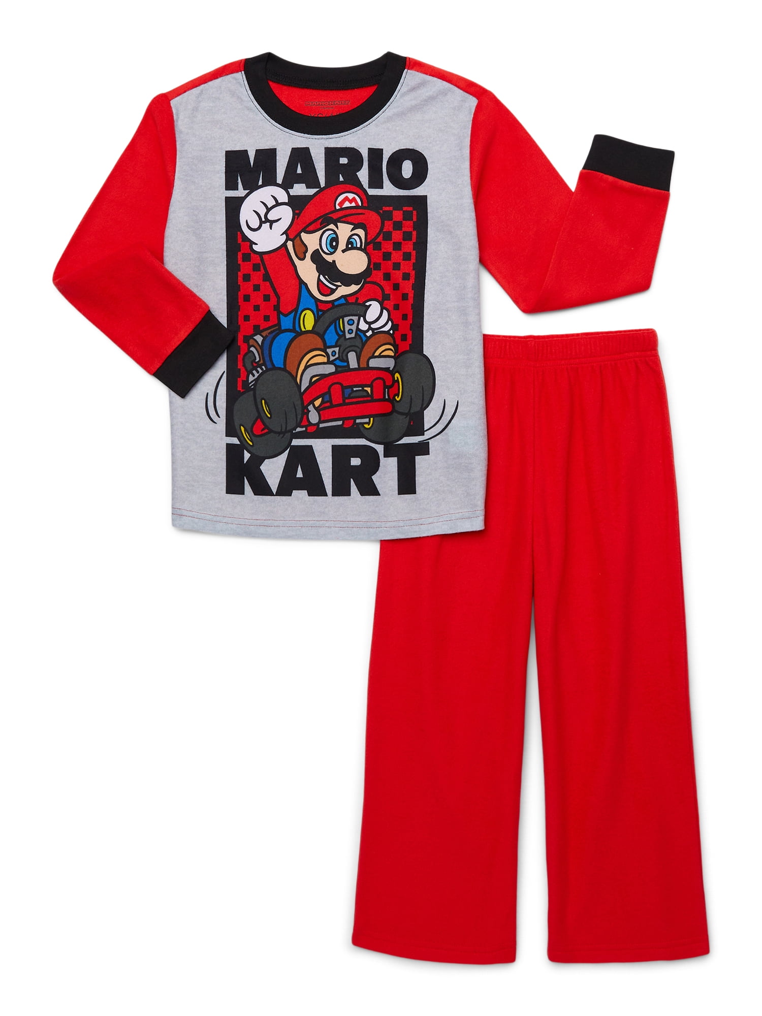 Mario Kart Boys Long Sleeve Top and Pants Pajama Set, 2-Piece, Sizes 4 ...