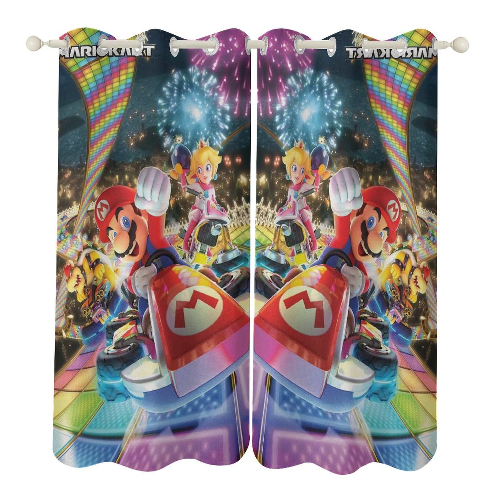 Mario Kart Rainbow Road Curtains for Kids,Cartoon BlackOut Curtain for ...