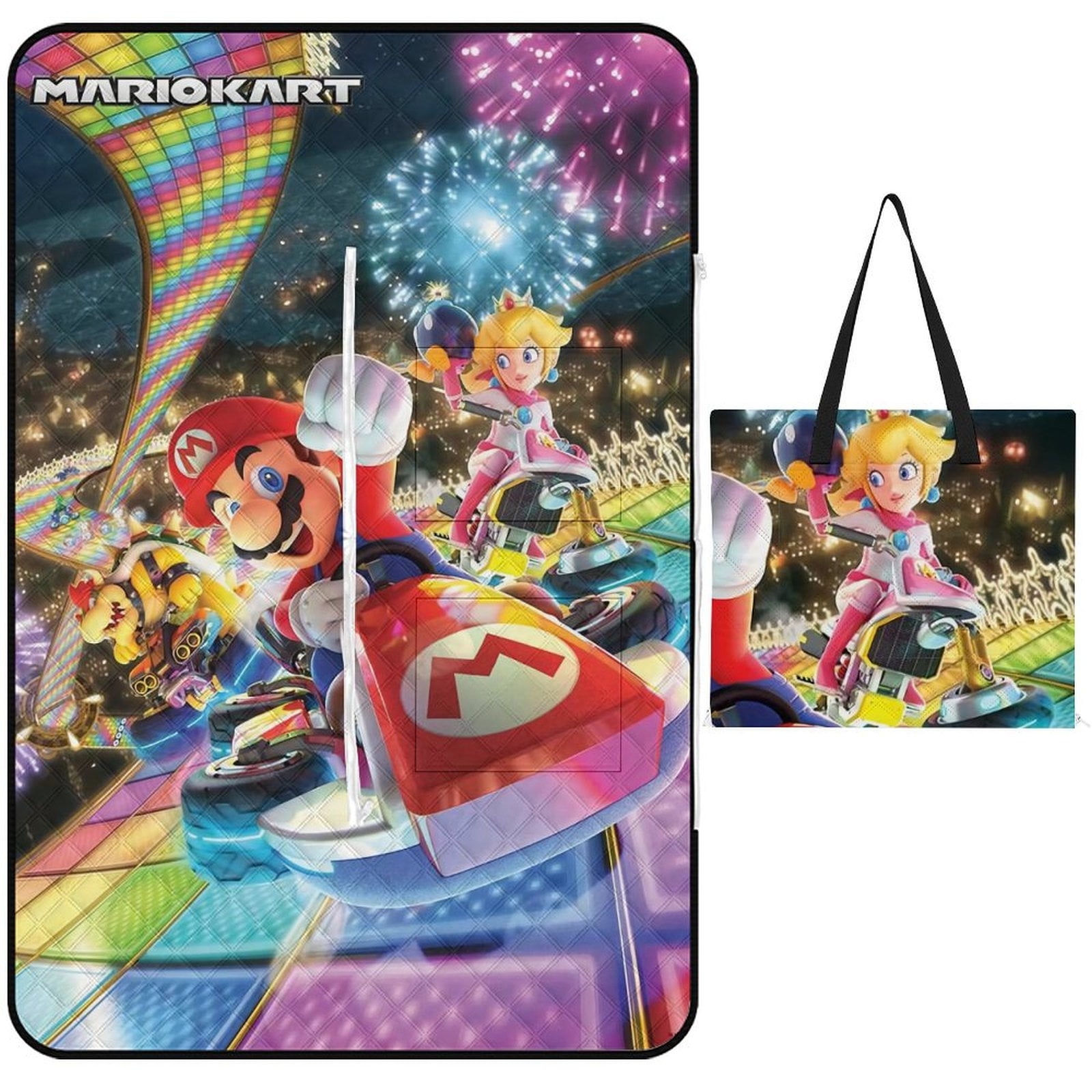 Mario Kart Rainbow Road Picnic Blanket,Foldable Waterproof Sand Mat ...
