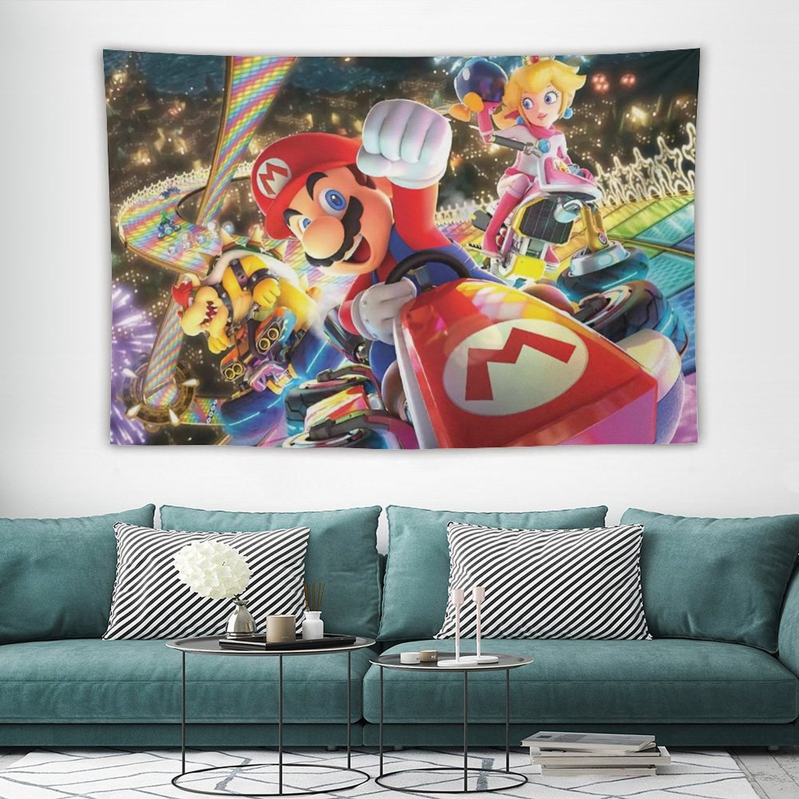Mario Kart Rainbow Road Tapestry,Mario Kart Rainbow Road Poster for ...
