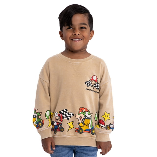 Mario Kart Toddler Boys Pullover Sweatshirt with Long Sleeves, Sizes ...