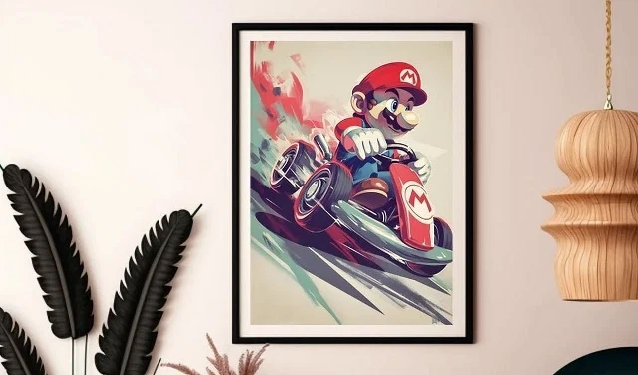 Mario Kart Vintage Poster - Racing Car Mario, Character Mario Bros NO ...