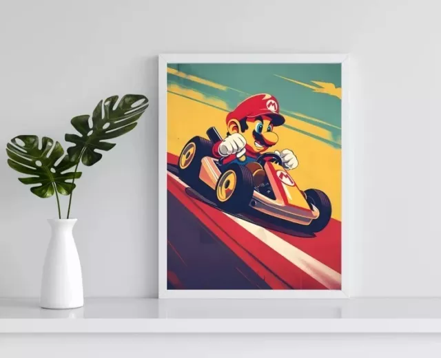 Mario Kart Vintage Poster - Racing Car Mario, Character Mario Bros NO ...