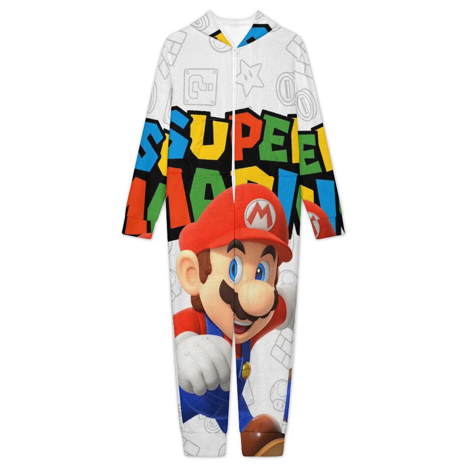 Mario Kids Cartoon One-piece Pajamas Winter Warm Home Pajamas - Walmart.com