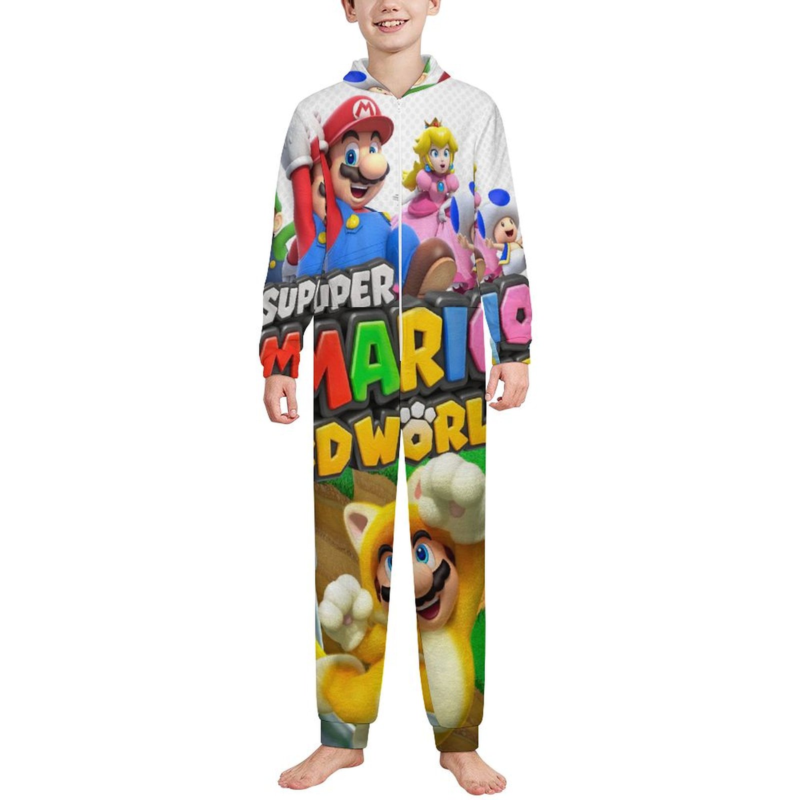 Mario Kids Hooded Union Suit Pajama Soft Comfy Kids PJs Sleepwear for ...