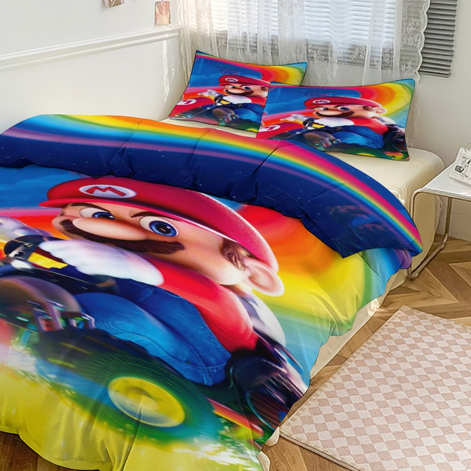 Mario Kids Bedding Set 3 Piece Set Cartoon Double-sided Printing Queen ...
