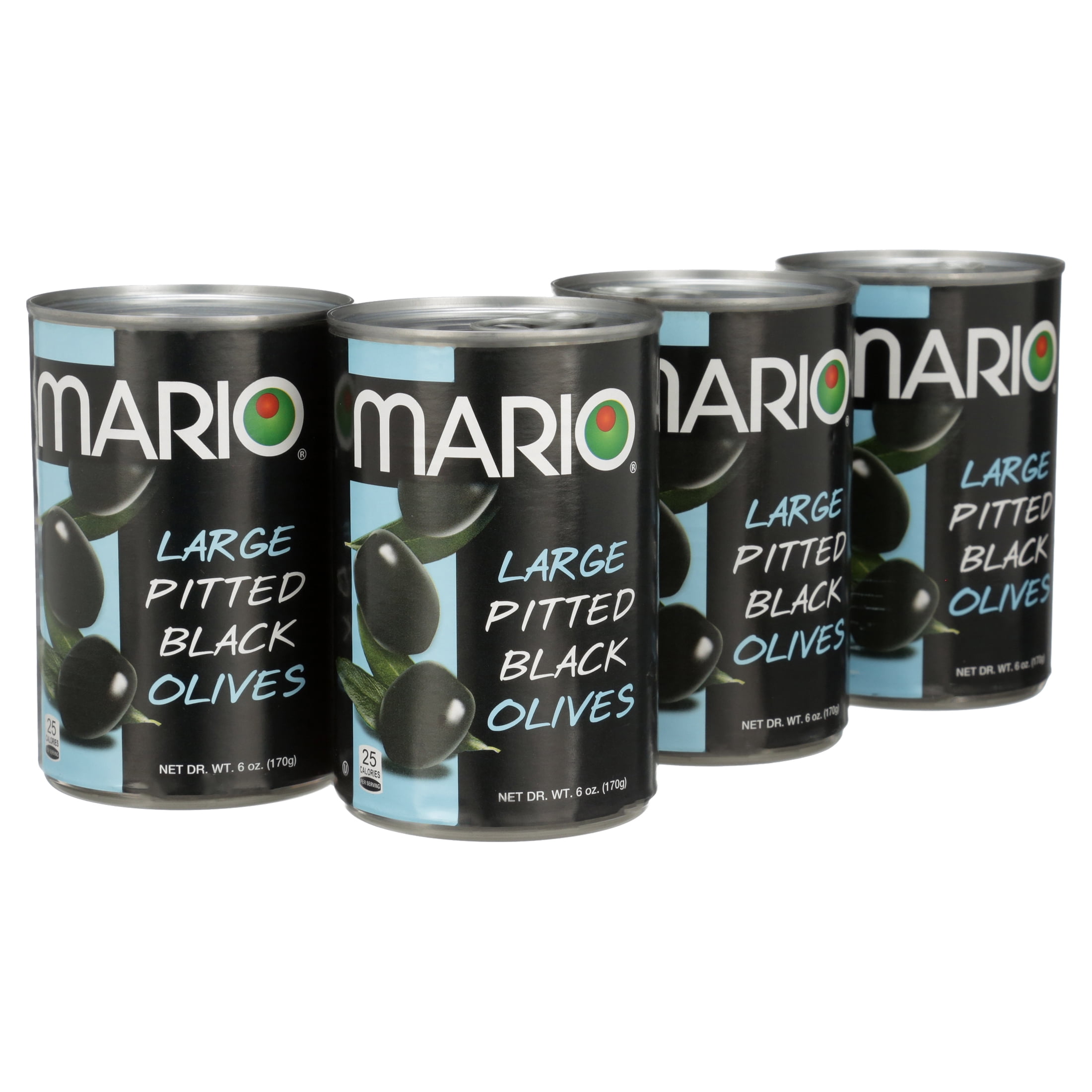Mario Large Pitted Ripe Black Olives, Perfect for Recipes, 6 oz, 4 Pack ...