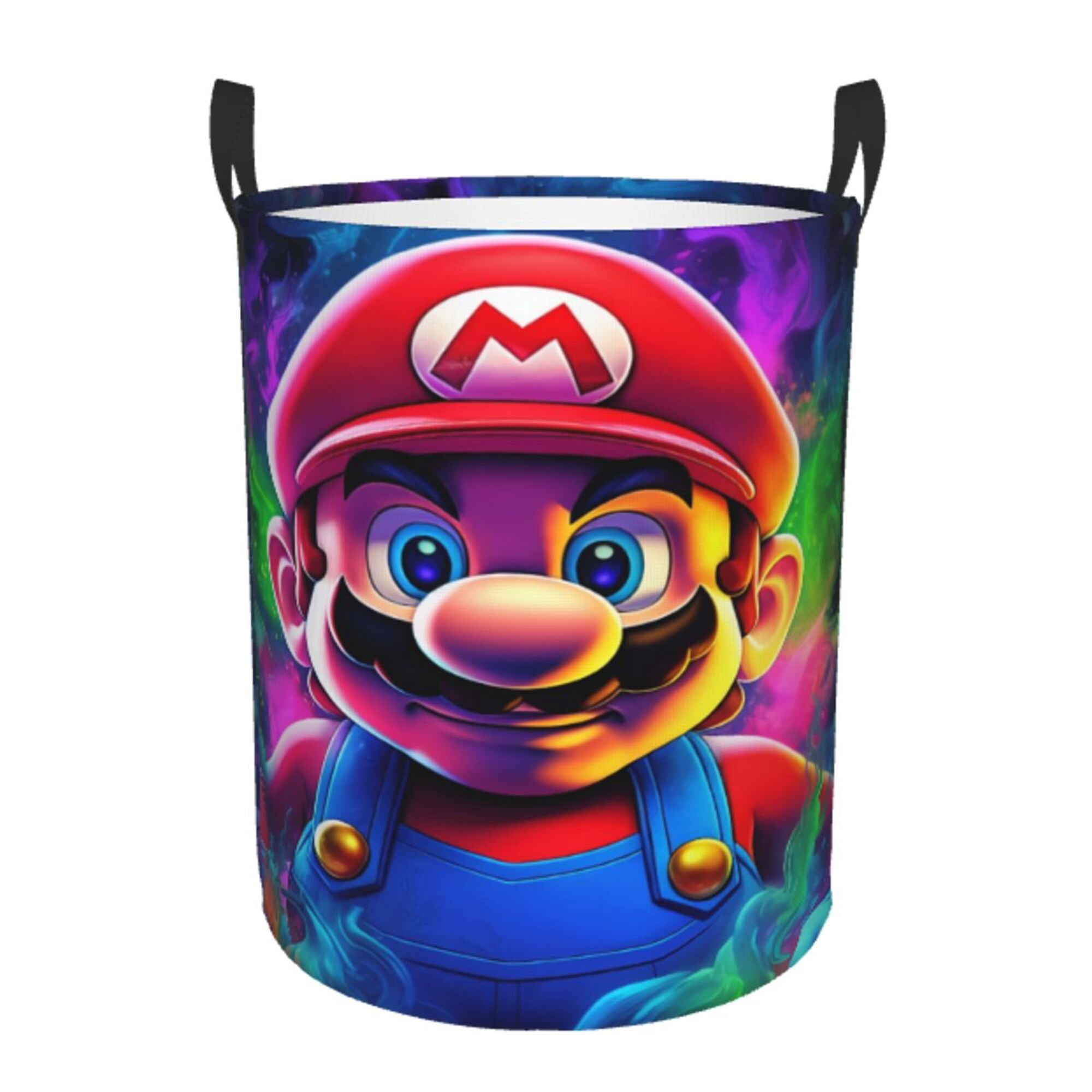 Mario Laundry Hamper With Handle Funny Waterproof Foldable Circular ...