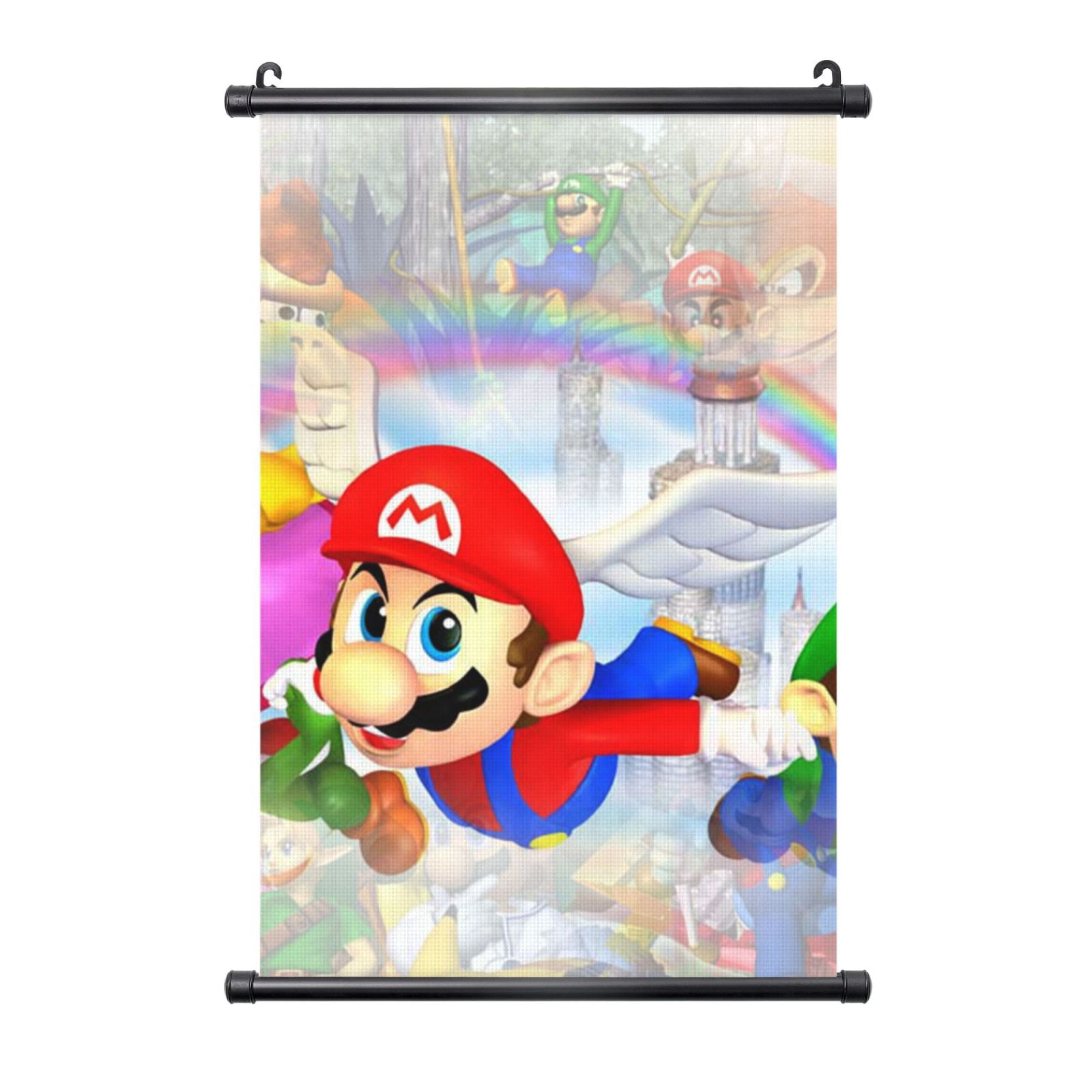 Mario Luigi Black Plastic Shaft Hanging Poster Decor Canvas Wall ...