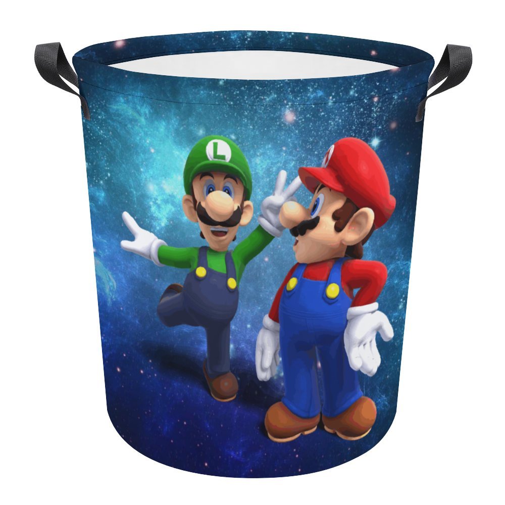 Mario Luigi Bros Circular Laundry Hamper Foldable Large Storage Baskets ...