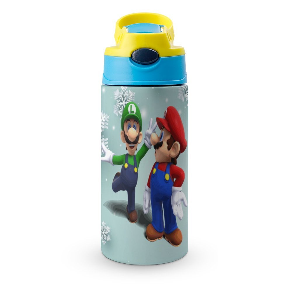 Mario Luigi Bros Kid's Insulated Water Bottle With Straw Vacuum ...