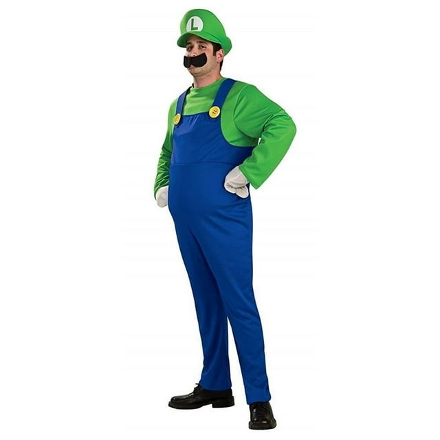 Mario Luigi Deluxe Mens Adult Halloween Costume One Size 42 46