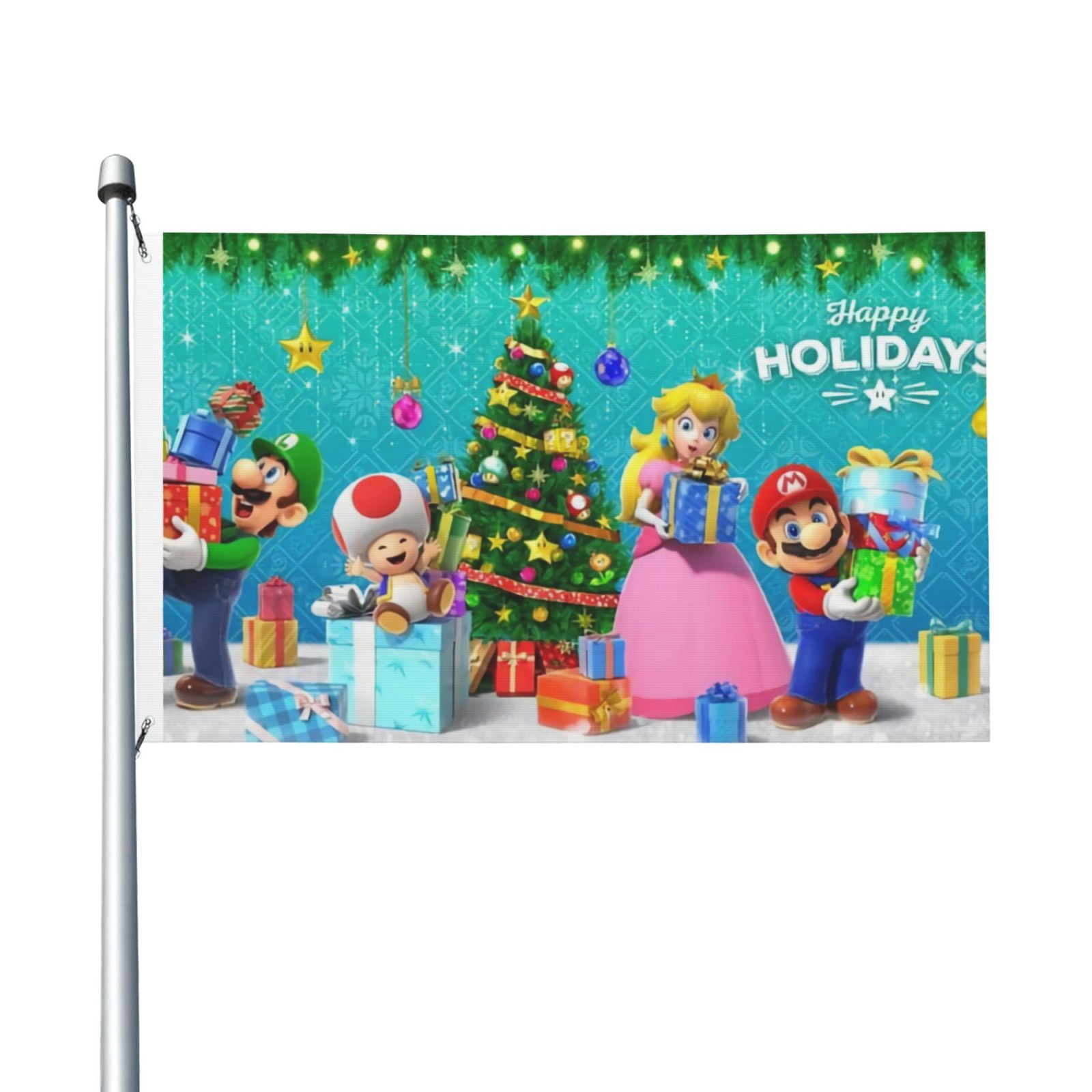 Mario & Luigi - Happy Holidays 3x5ft Face Flag Fade Proof Holiday Fall ...