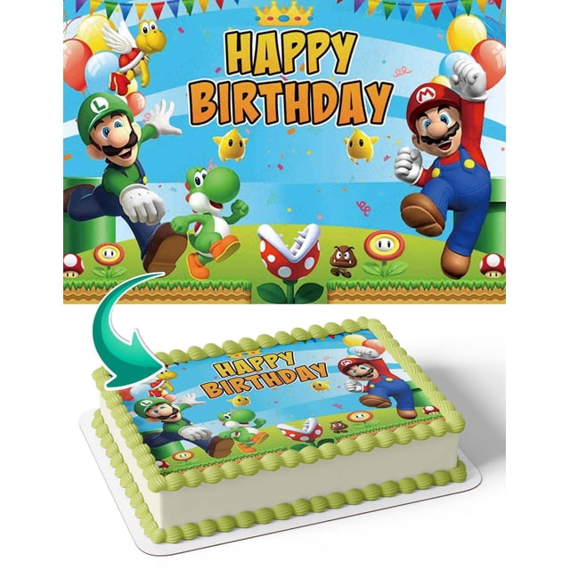 Mario Luigi Super MarioBros kids Edible Image Cake Topper Personalized ...