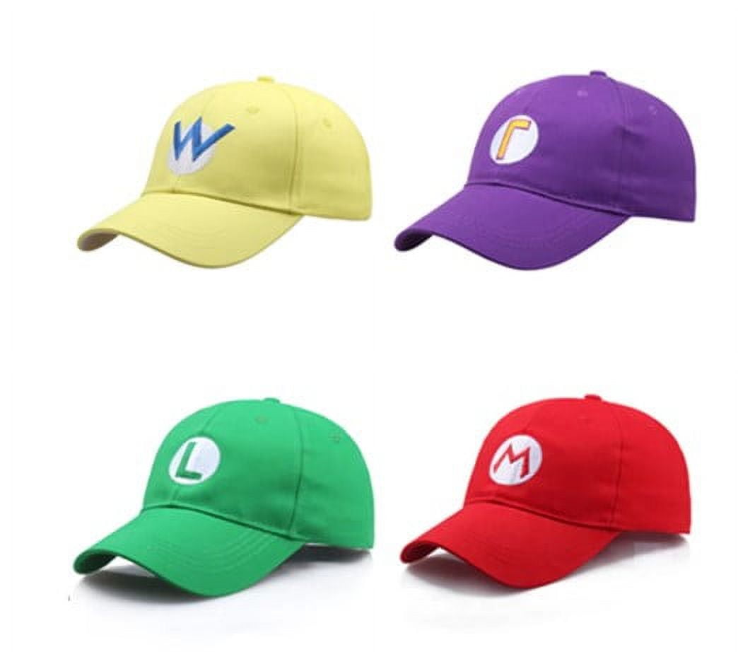 Mario, Luigi, Wario and Waluigi Hat Baseball Cap set 4 hats Embroidered ...