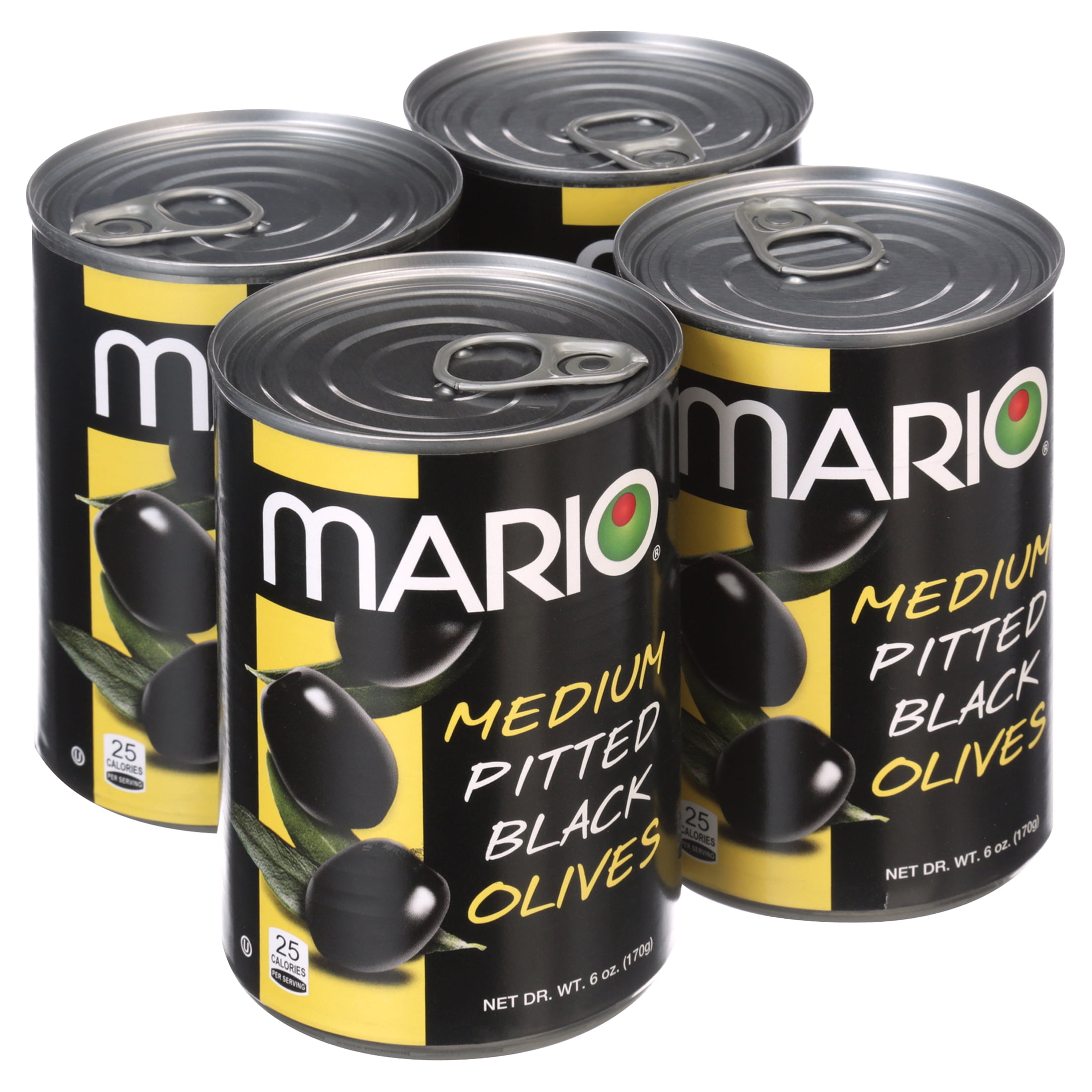 Mario Medium Pitted Black Olives, 6 oz, 4 Pack - Walmart.com