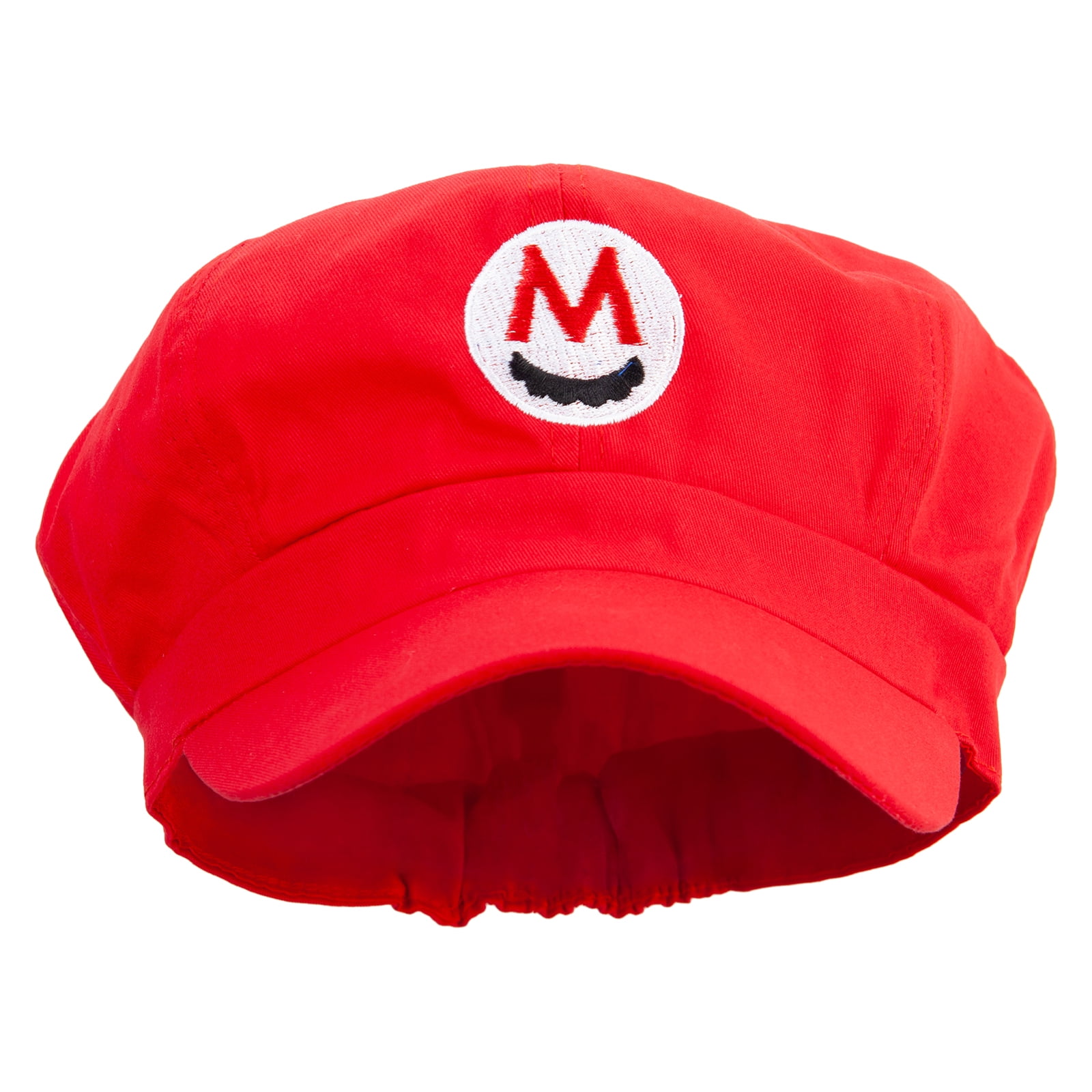 Mario Mustache Logo Embroidered Cotton Elastic Newsboy Cap - Red OSFM ...