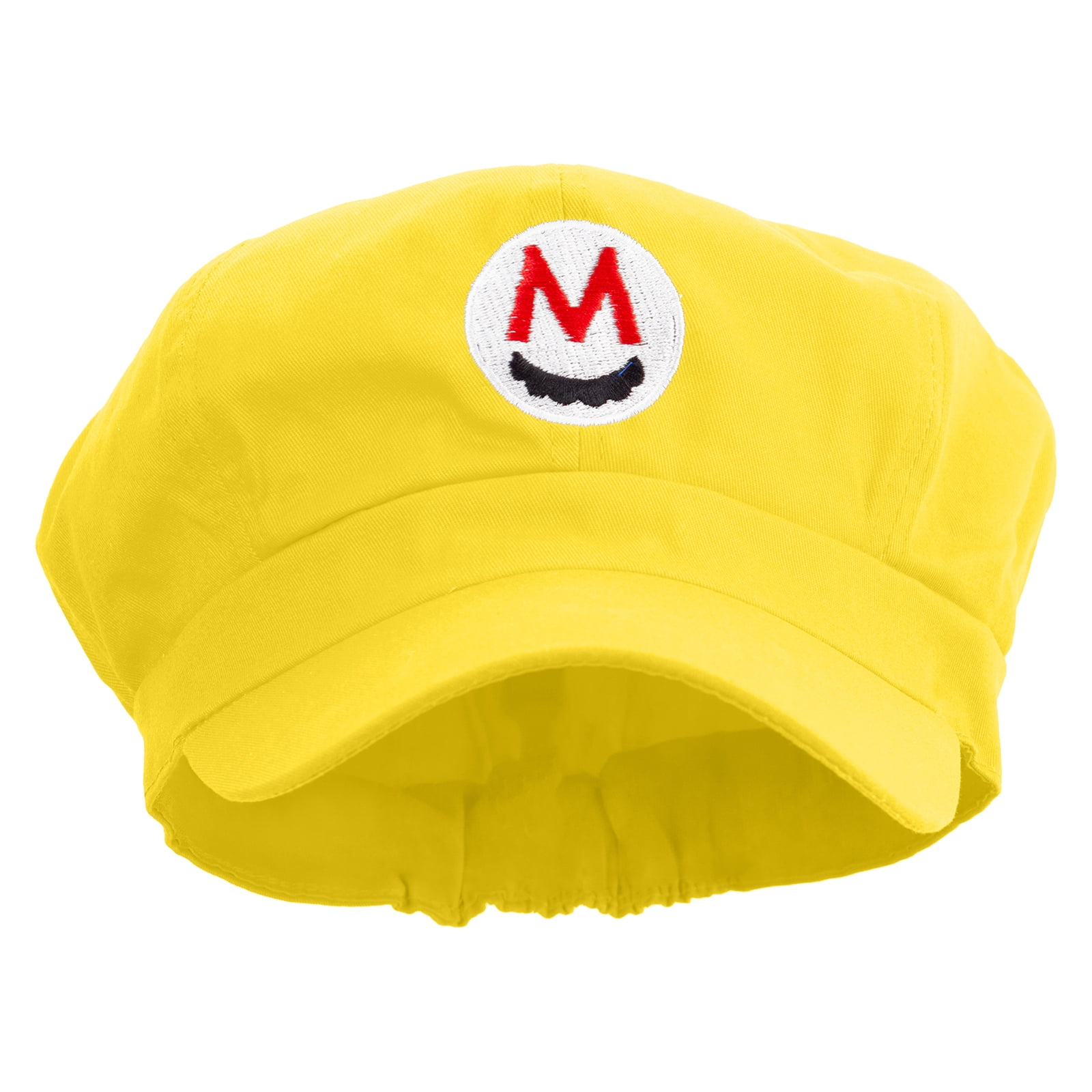 Mario Mustache Logo Embroidered Cotton Elastic Newsboy Cap - Yellow ...