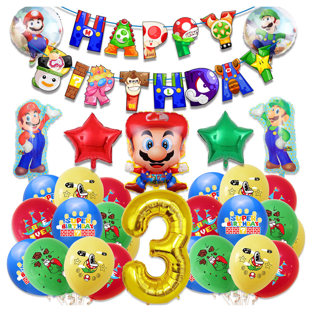 Mario Party Decorations Birthday Party Supplies 3th Birthday Boy Party ...