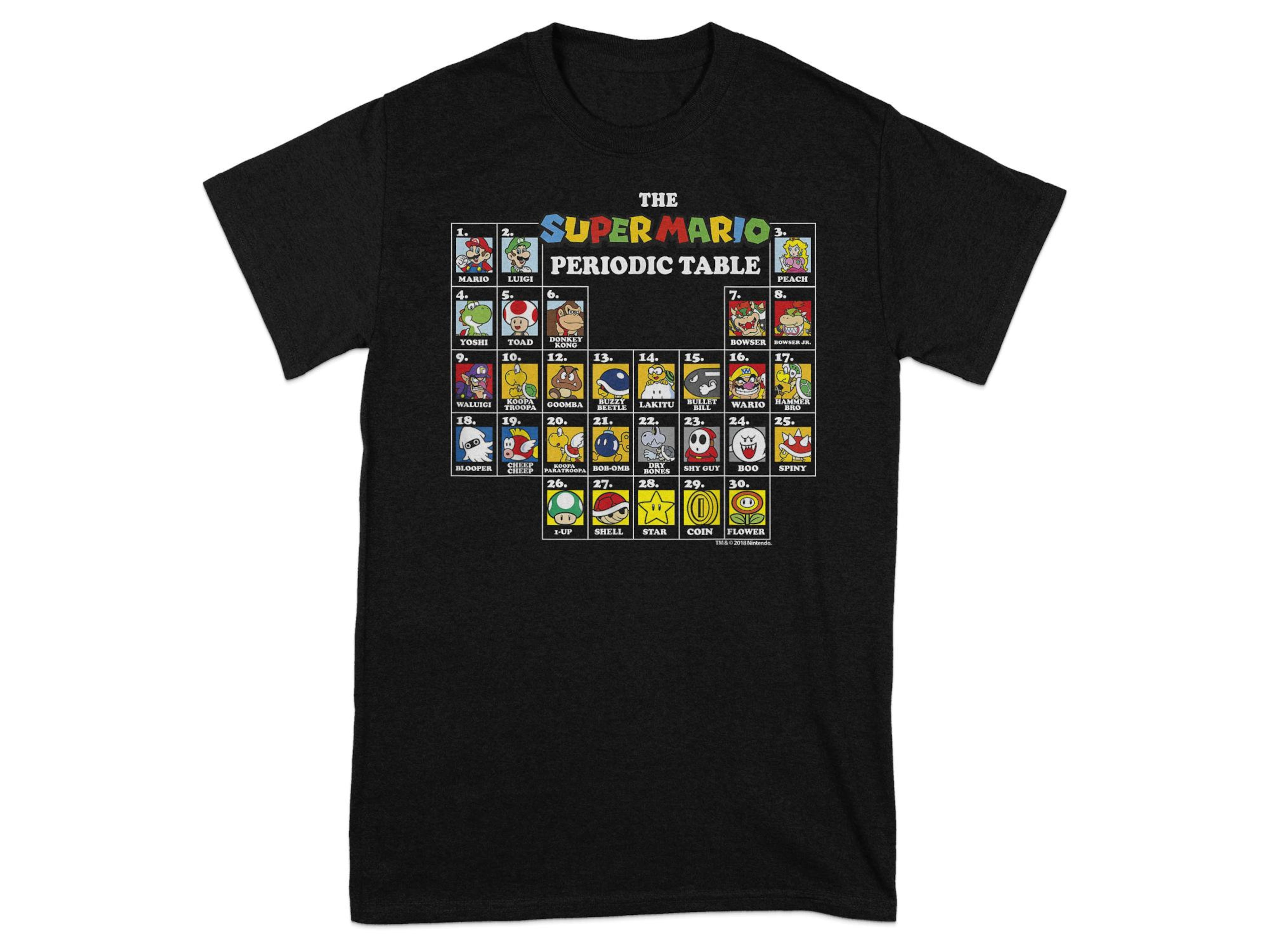 Mario Periodic Table T-Shirt, Video Game Graphic Tee, Gamer Gift, Retro ...