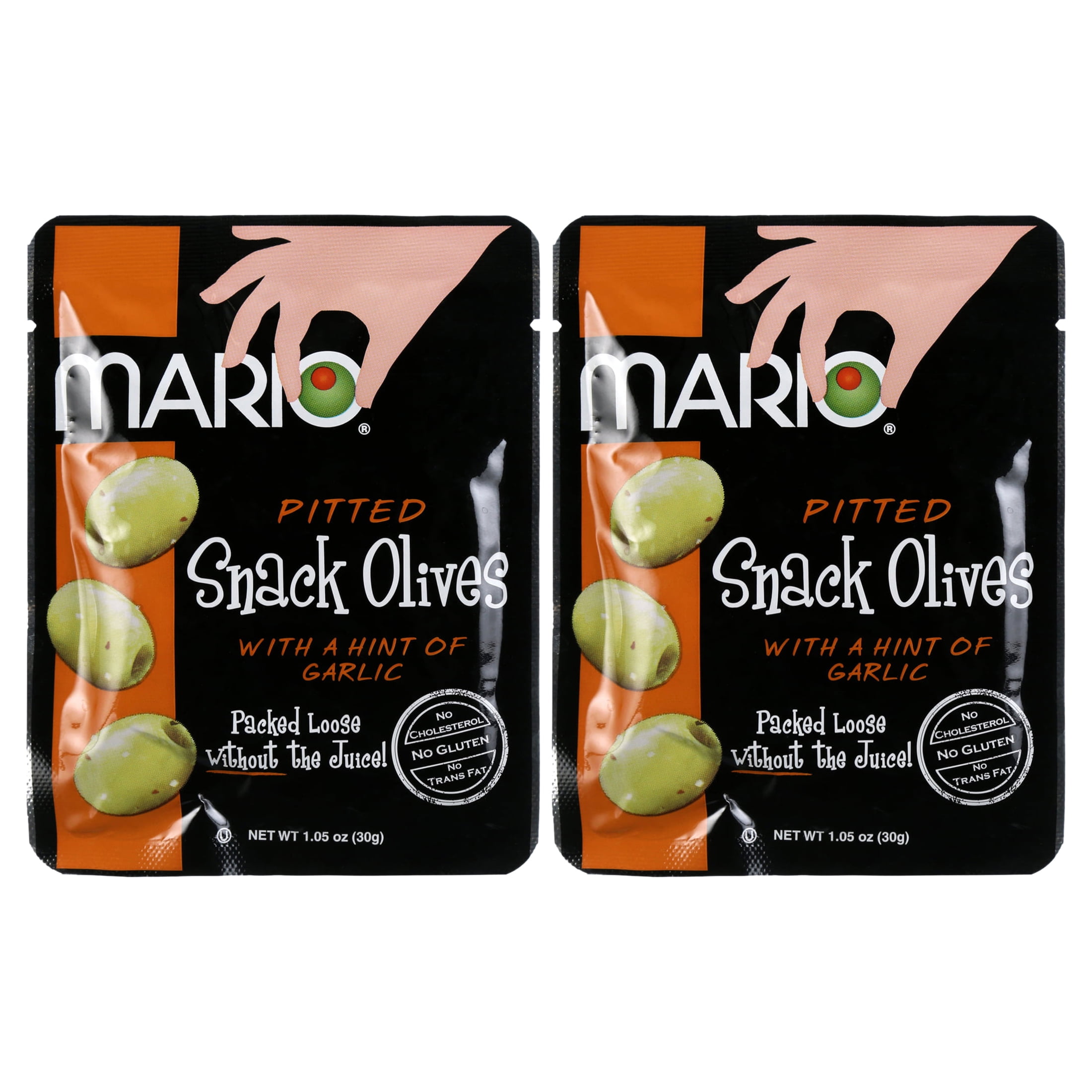 (2 pack) Mario Pitted Snack Olives with a Hint of Garlic, 1.05 oz, 12 ...