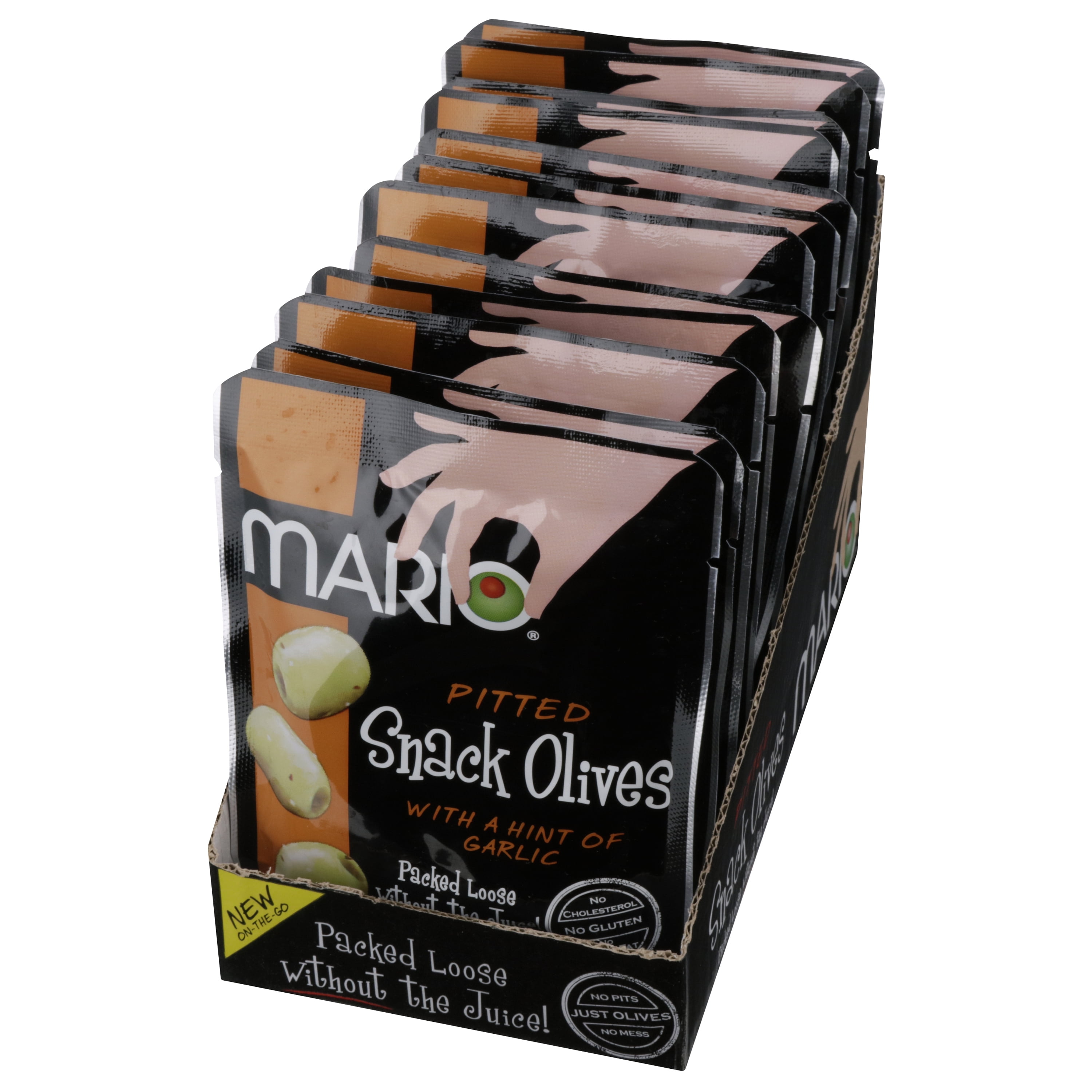 Mario Pitted Snack Olives with a Hint of Garlic, 1.05 oz, 12 Ct ...