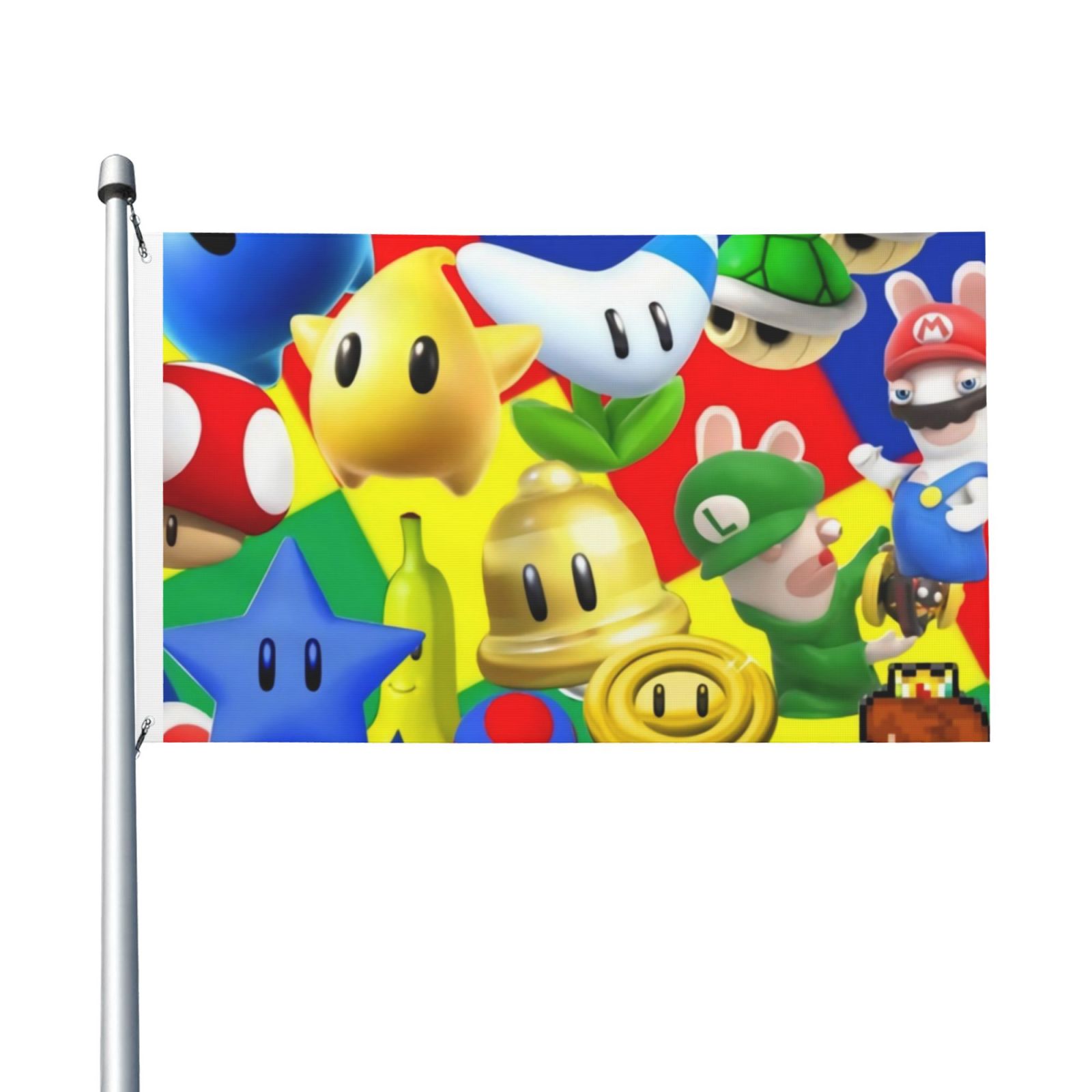 Mario Poster Super Game Bros03 3x5ft Face Flag Fade Proof Holiday Fall ...
